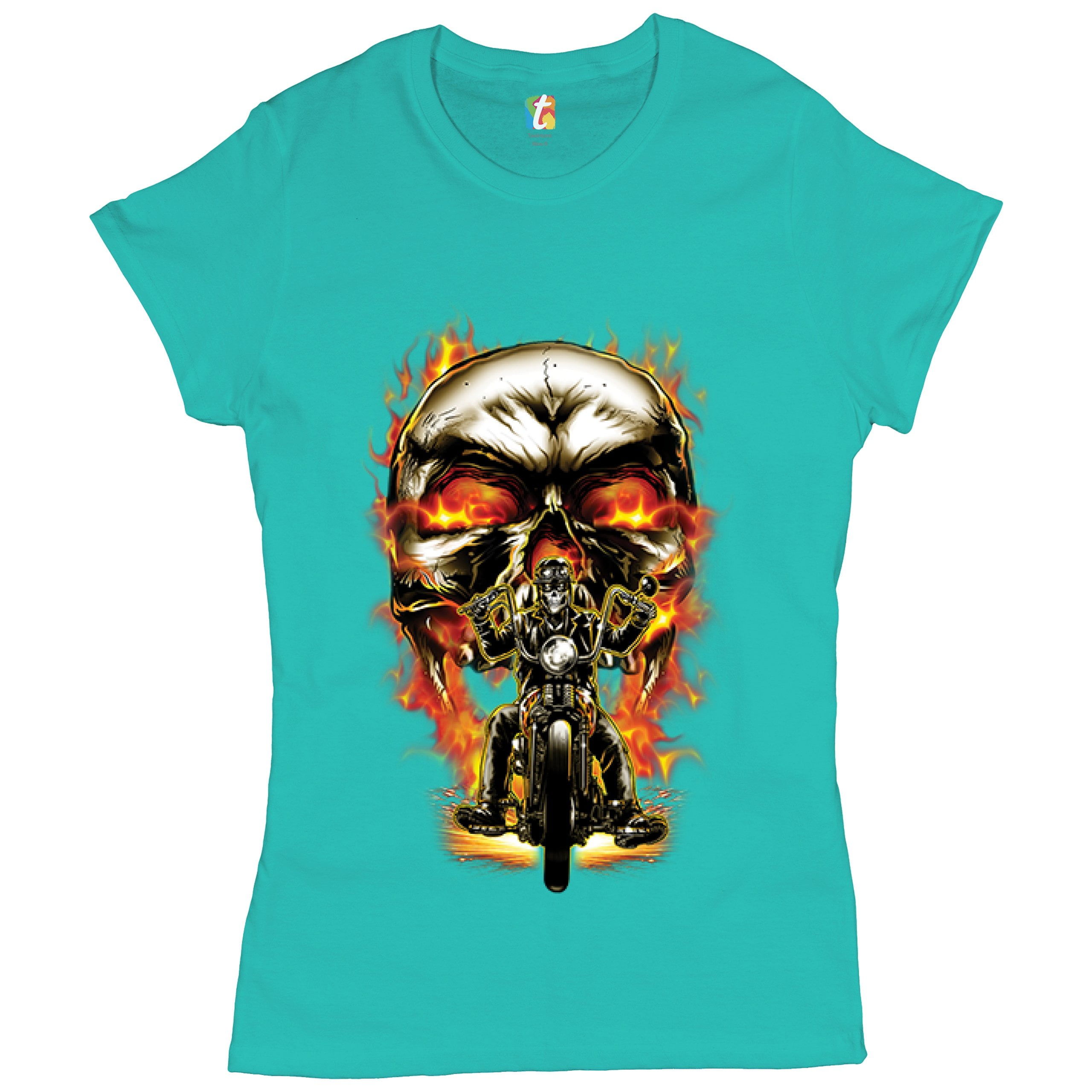 Tee Hunt Skeleton Rider T-Shrit Route 66 Chopper Biker From Hell Outlaw ...