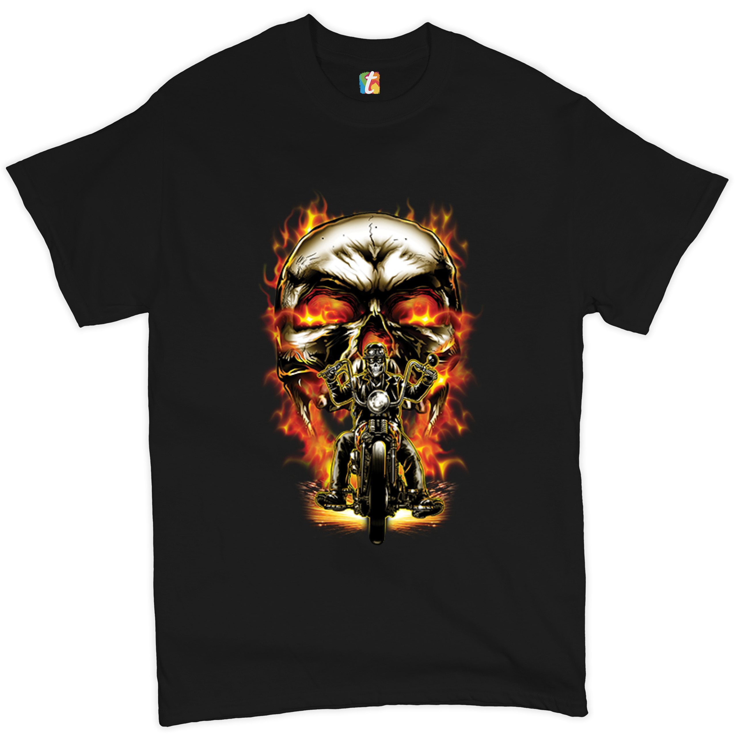 Tee Hunt Skeleton Rider T-shirt Route 66 Chopper Biker From Hell Outlaw ...