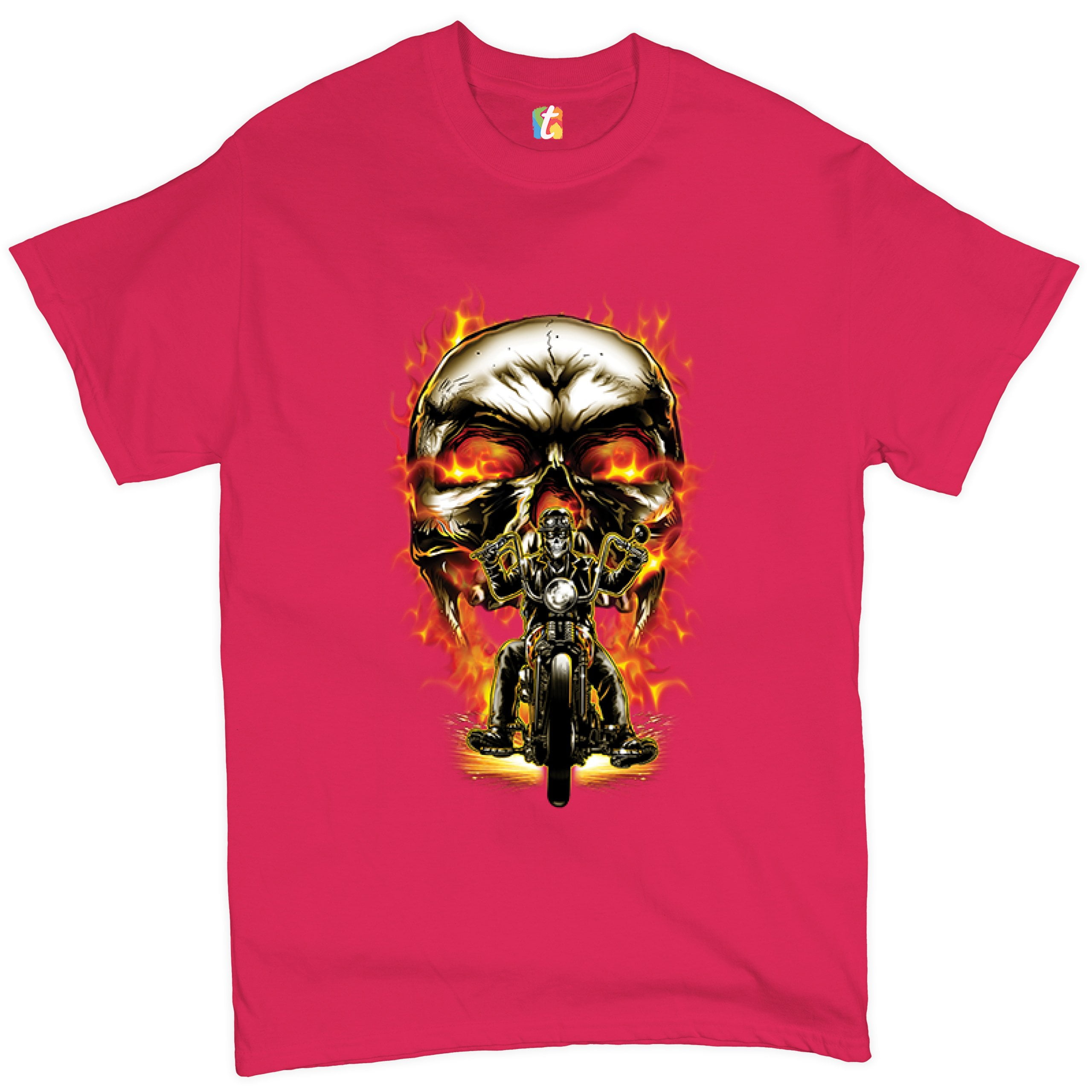 Tee Hunt Skeleton Rider T-shirt Route 66 Chopper Biker From Hell Outlaw ...