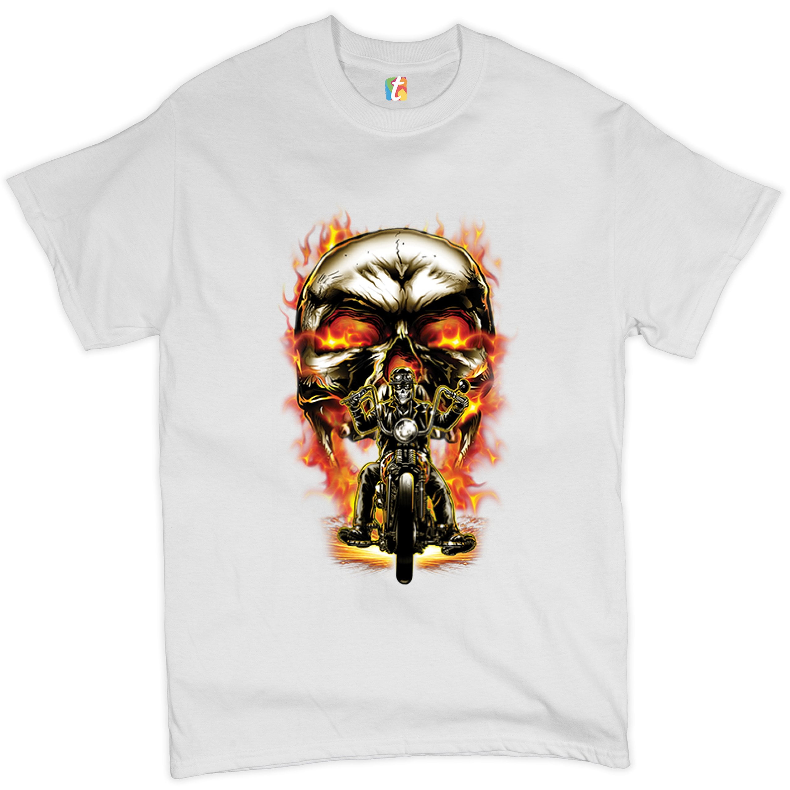 Tee Hunt Skeleton Rider T-shirt Route 66 Chopper Biker From Hell Outlaw ...