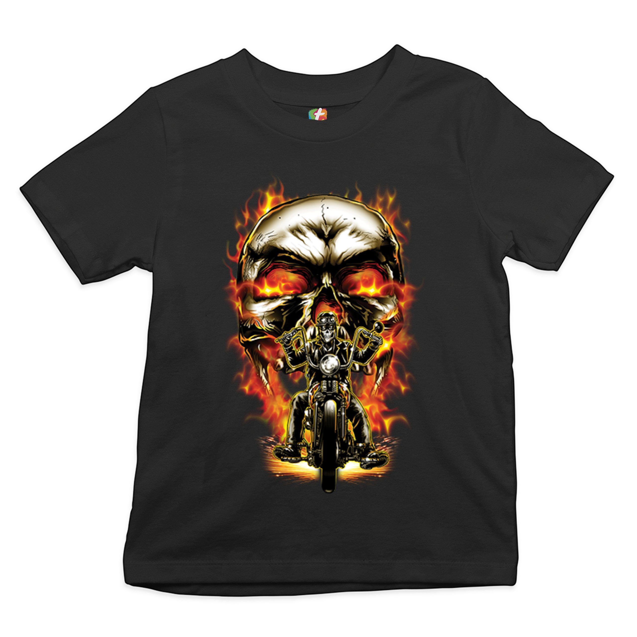 Tee Hunt Skeleton Rider Youth T-Shirt Route 66 Chopper Biker from Hell ...