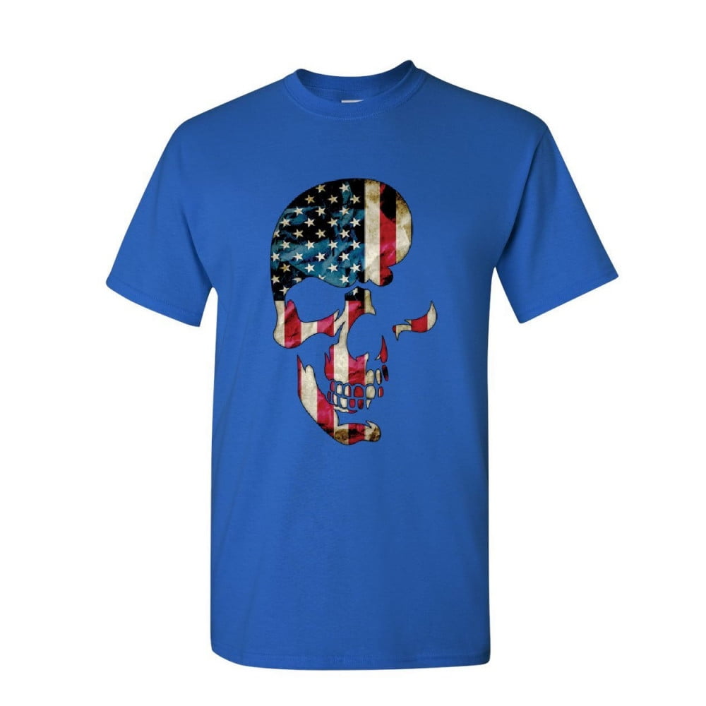 Tee Hunt Skull Americana T-Shirt Patriotic 4th of July Stars and ...