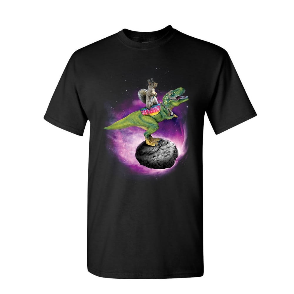 Tee Hunt Squirrel Riding T-Rex Riding Asteroid T-Shirt Funny Space ...