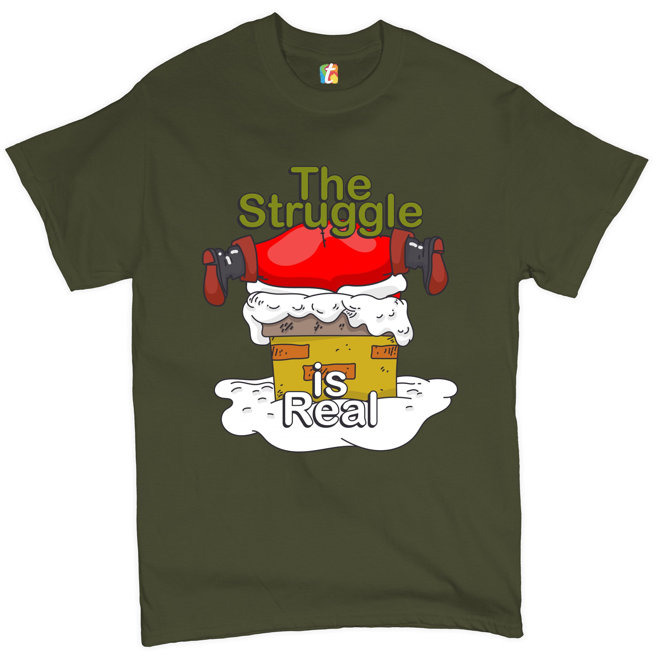 Tee Hunt The Struggle is Real T-Shirt Santa Claus Stuck in a Chimney ...