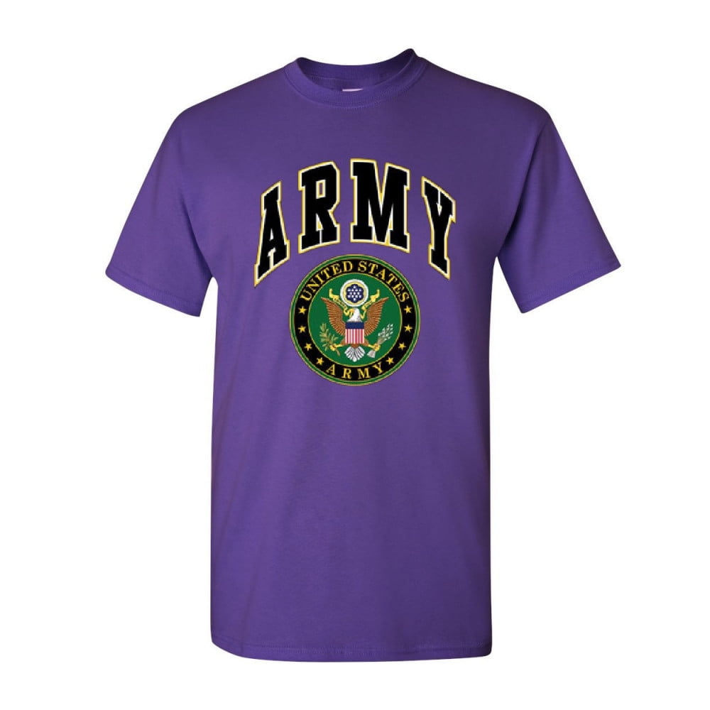 Tee Hunt United States Army T-Shirt Army Crest Patriotic Shirt, Purple ...