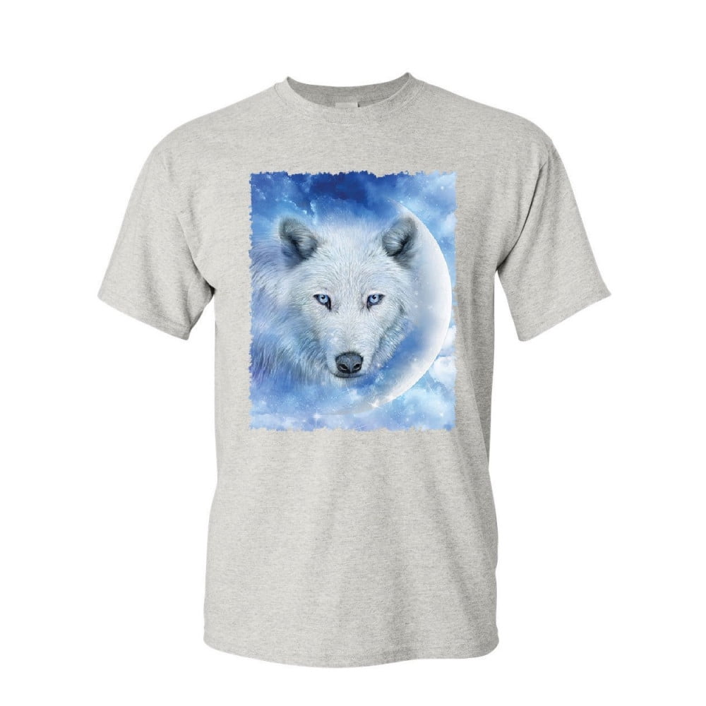 Tee Hunt White Wolf T-Shirt Wildlife Animal Moon Howl Nature Wolfpack ...
