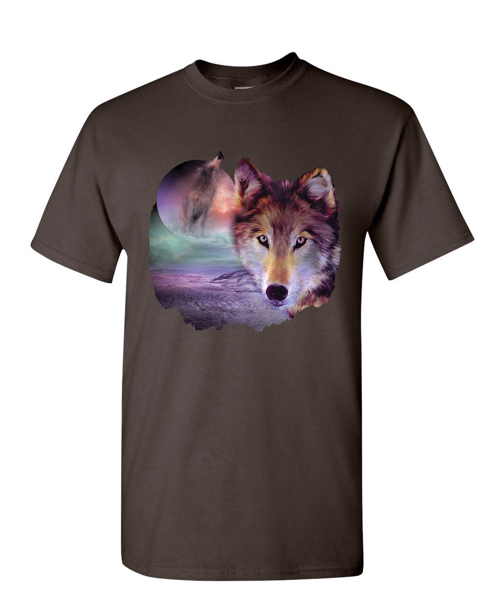 Tee Hunt Wolf Howling at Moon T-Shirt Wilderness Wildlife Wild Wolf ...