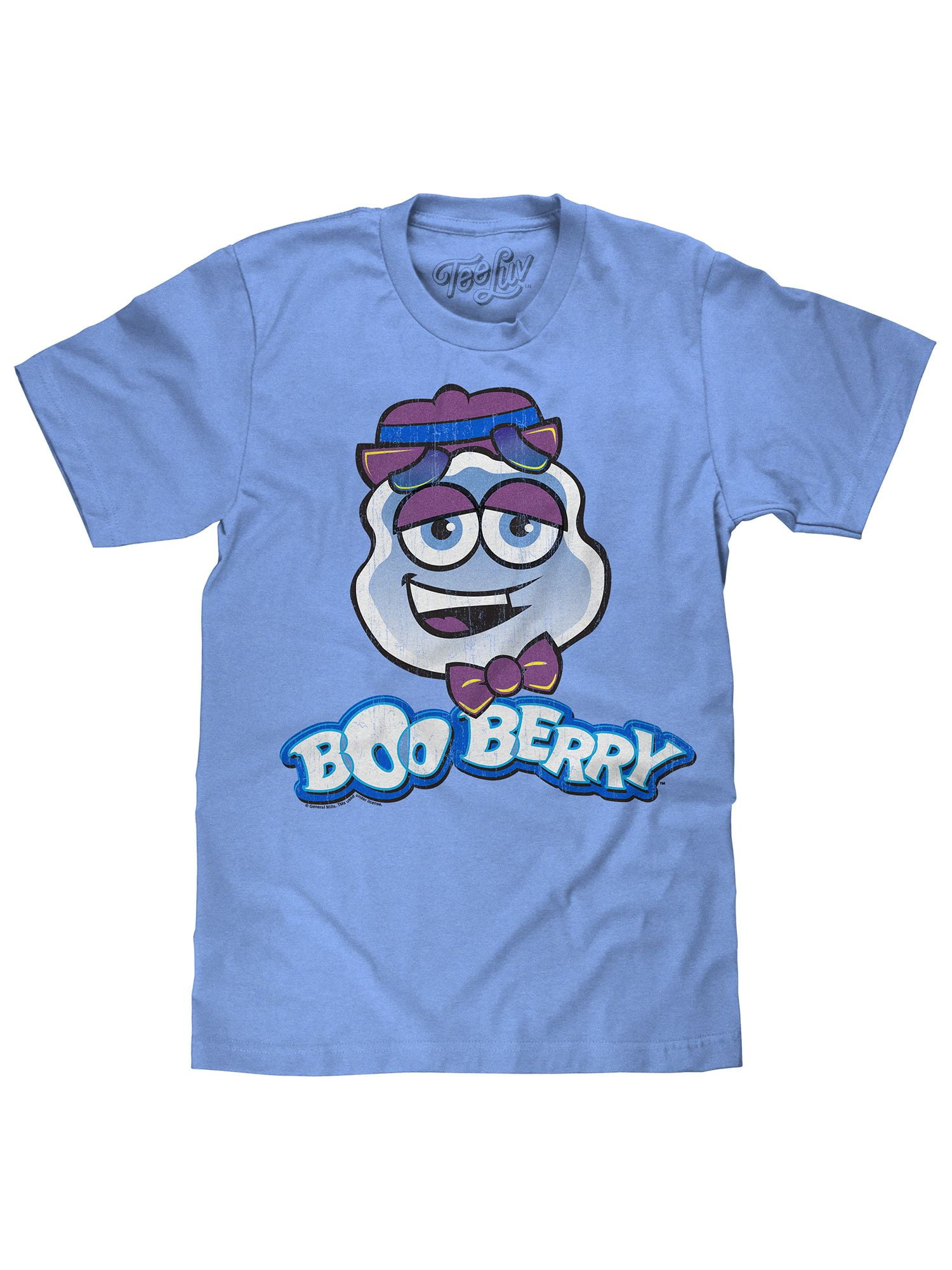 Tee Luv Boo Berry Faded Monster Cereal Ghost Light Blue T-Shirt (Men's ...
