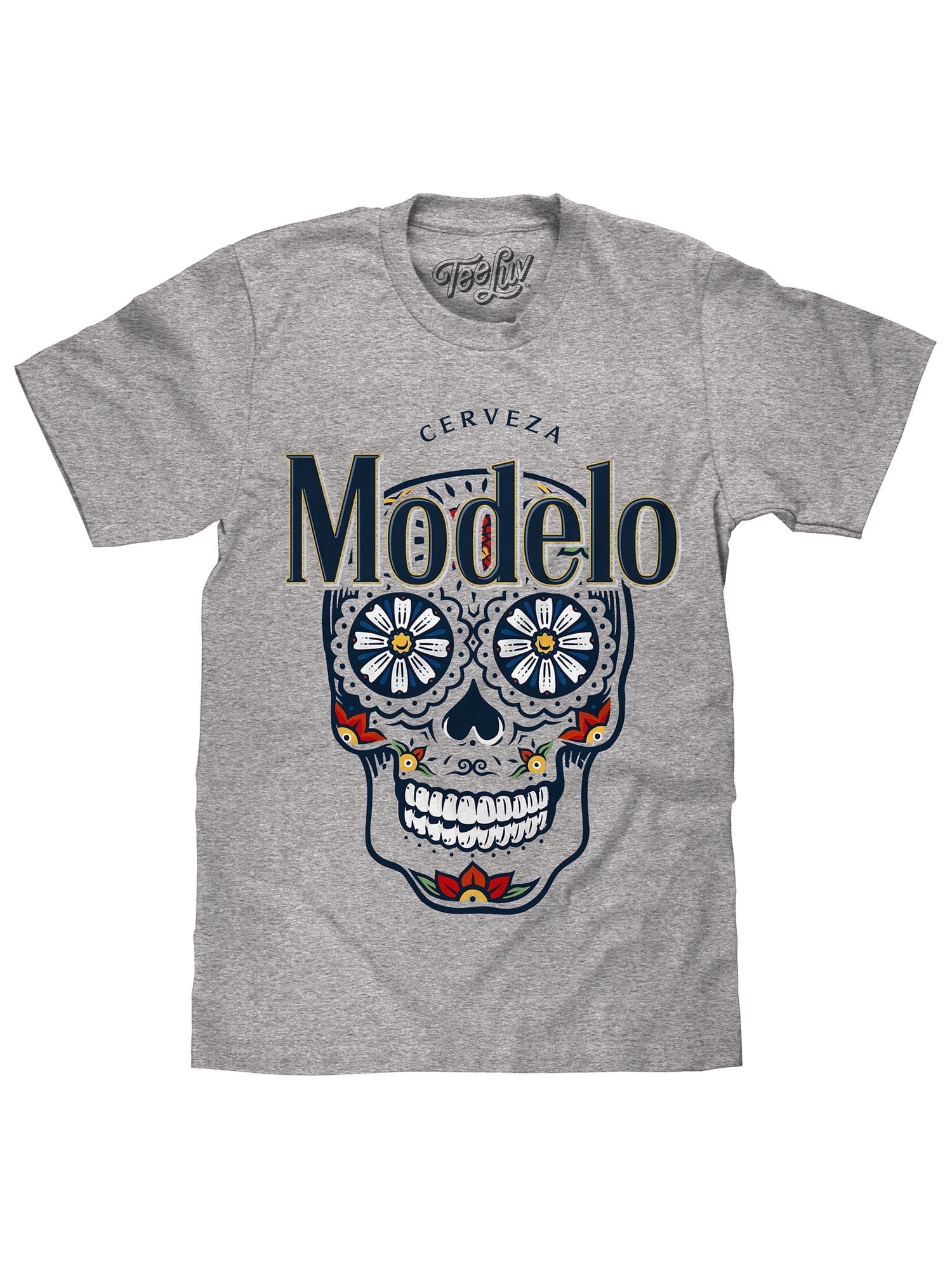 Tee Luv Cerveza Modelo Beer Mexican Sugar Skull Graphic Tee Shirt (Men ...