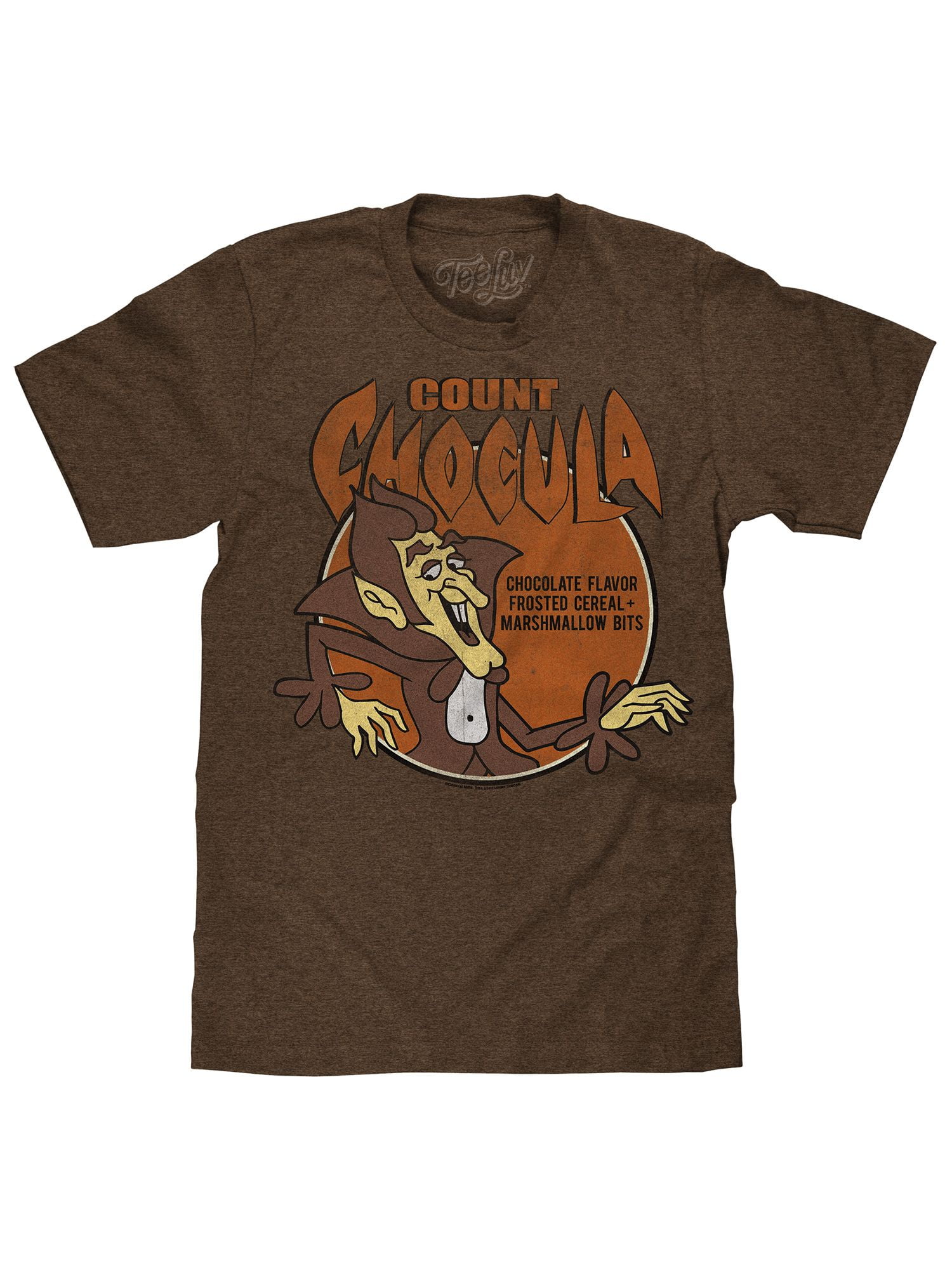Tee Luv Count Chocula Monster Cereal Faded Mascot Heather Brown T-Shirt ...