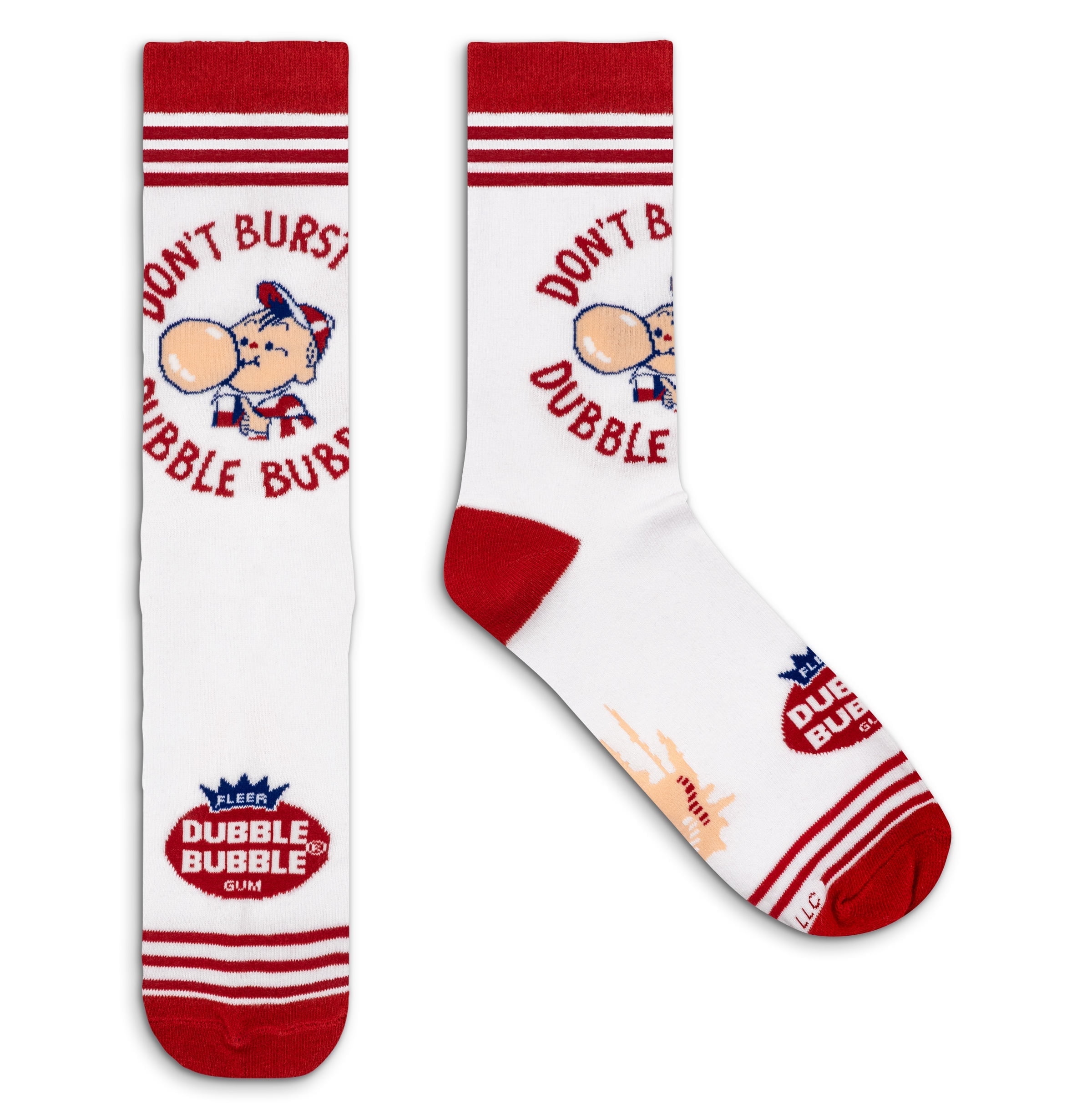Tee Luv Dubble Bubble Gum Don't Burst My Bubble Candy Logo Crew Socks ...