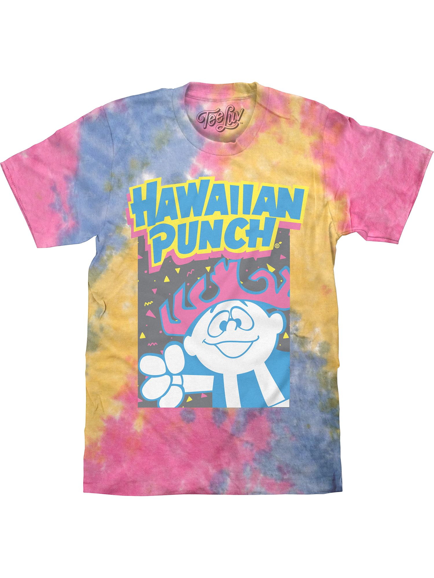 Tee Luv Men's 90s Hawaiian Punch Neon Graphic Sherbert Tie Dye Shirt (L ...