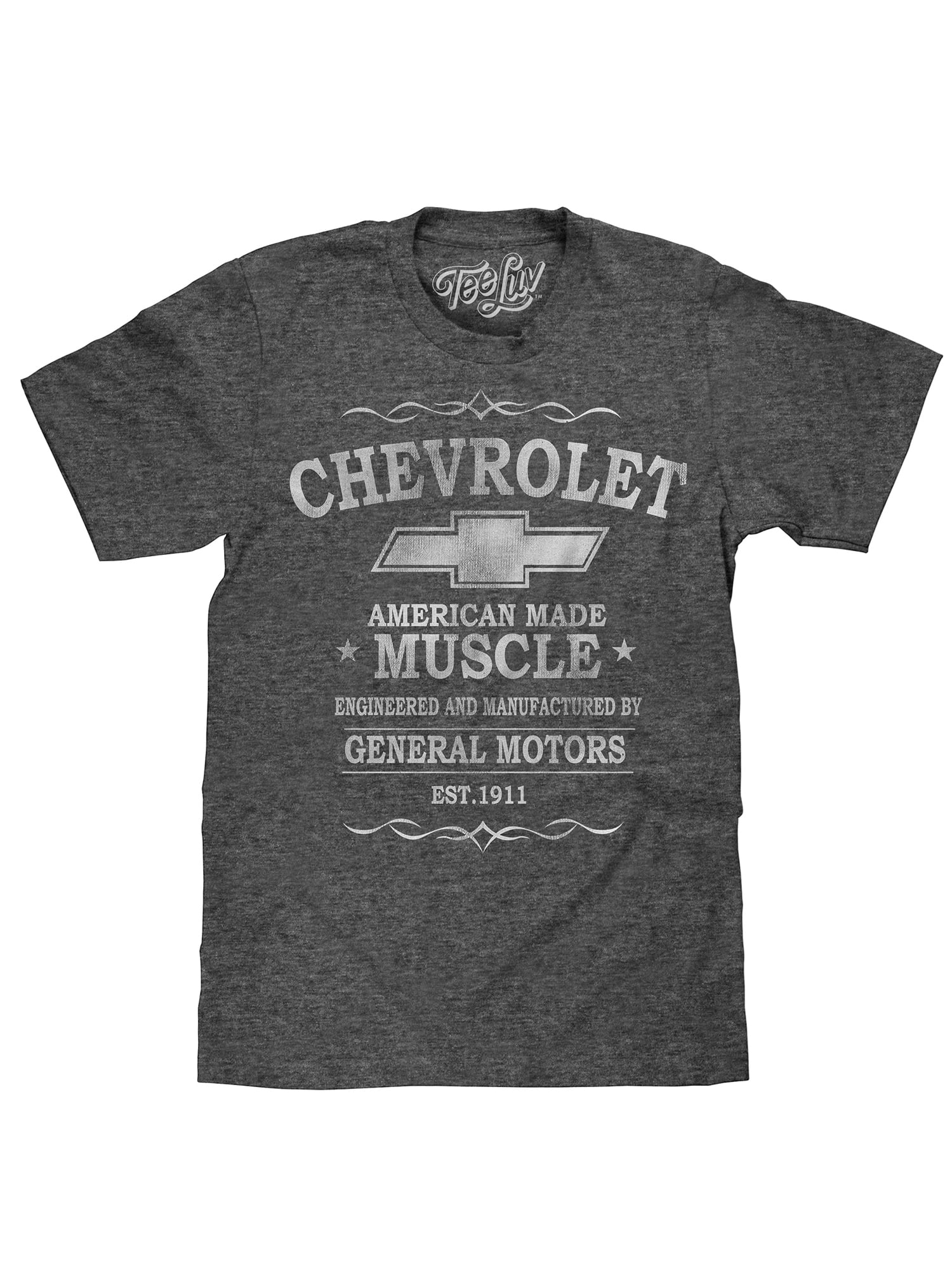 Tee Luv Men's Chevrolet American Made Muscle Car Logo Shirt (L ...