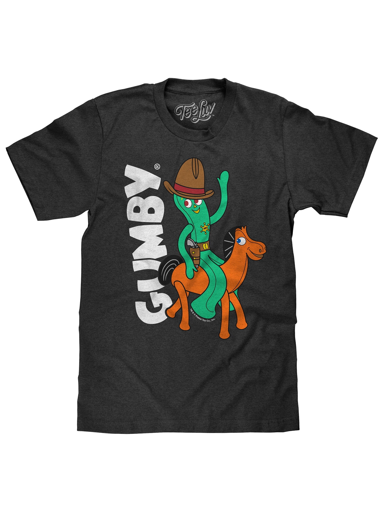 Tee Luv Men's Cowboy Gumby and Pokey Cartoon Shirt (L) - Walmart.com