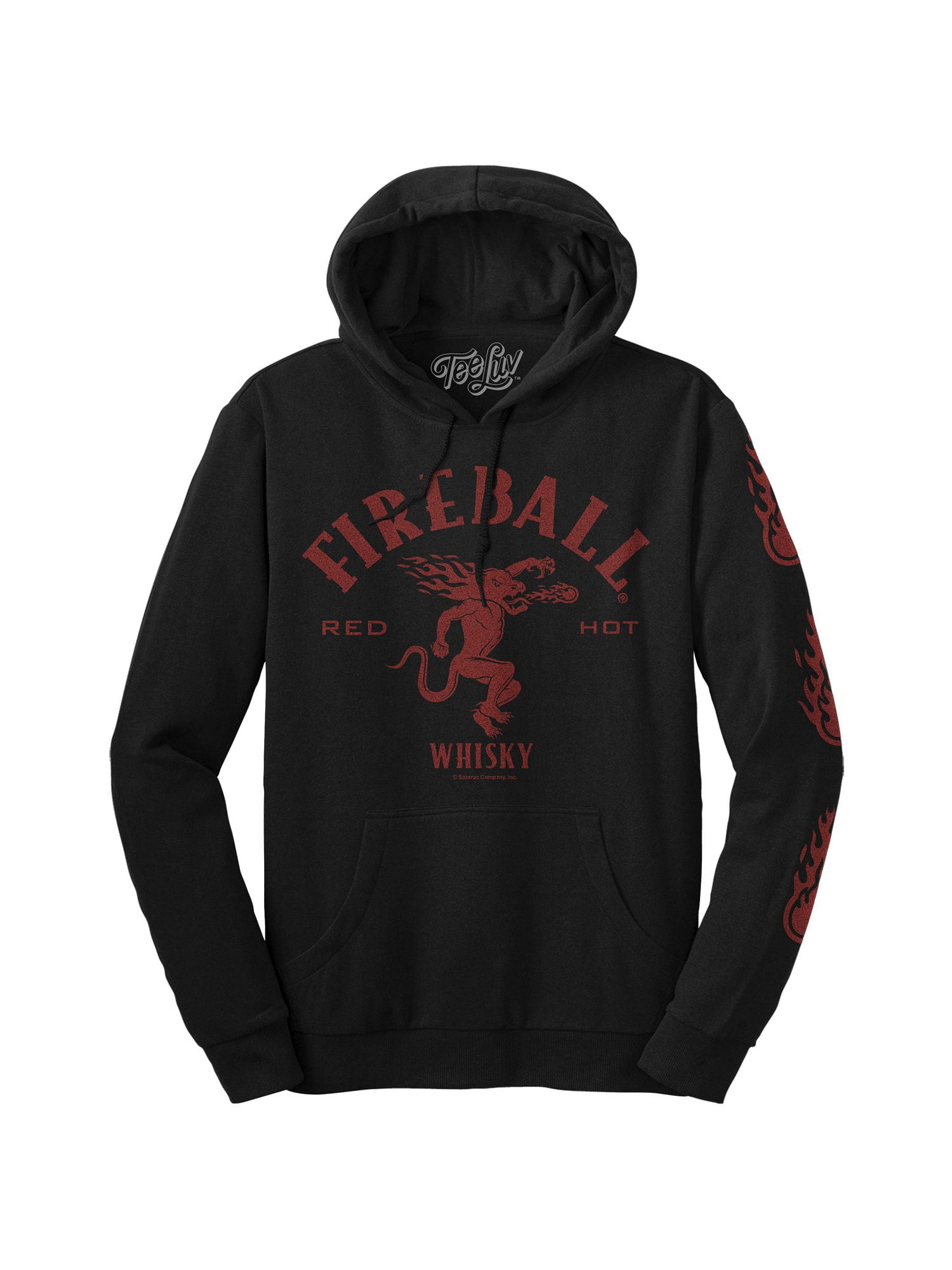Tee Luv Men's Distressed Fireball Whisky Dragon Logo Hoodie (XL ...