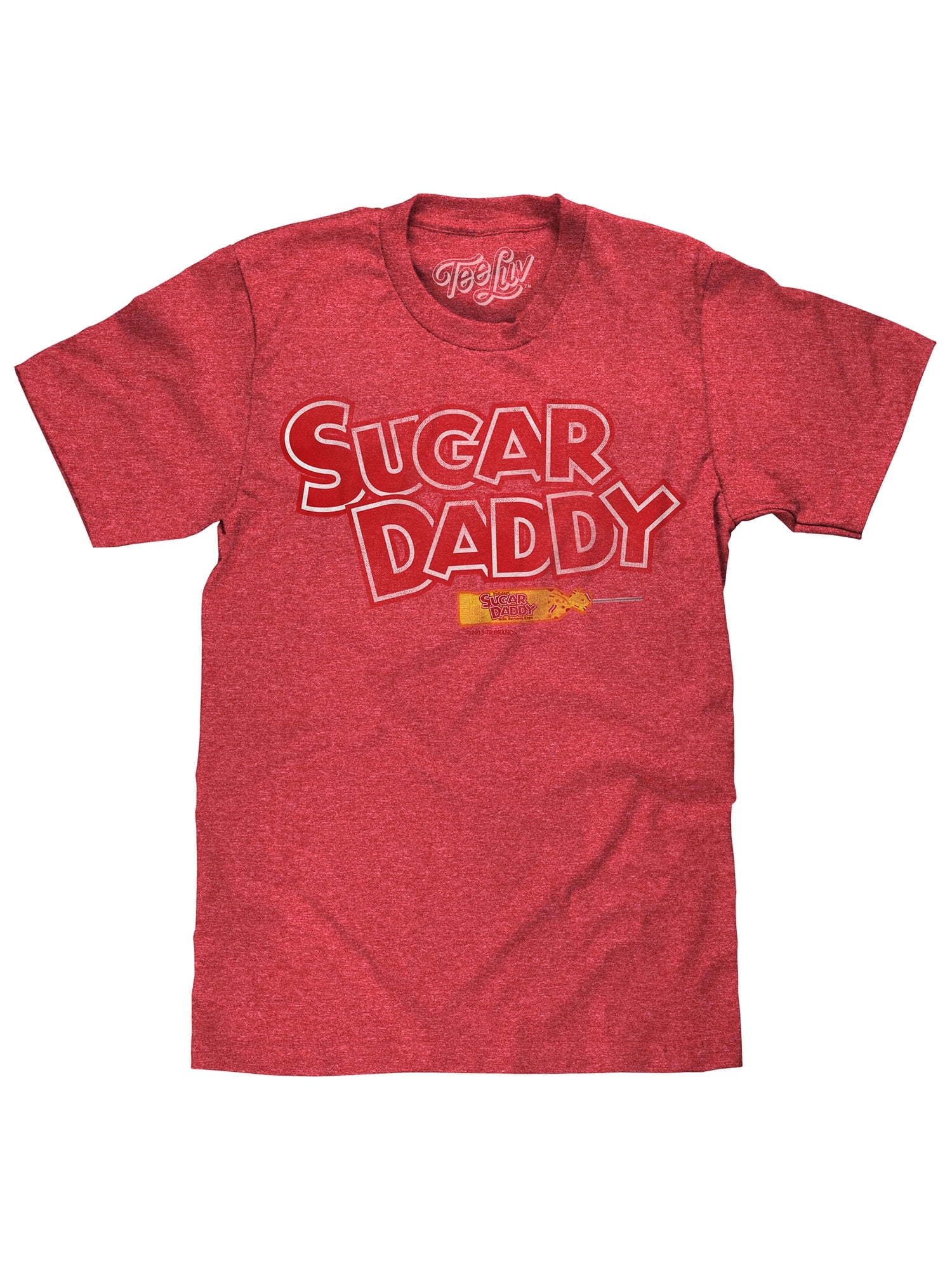 Tee Luv Men's Distressed Sugar Daddy Candy Logo T-Shirt, Red Heather ...