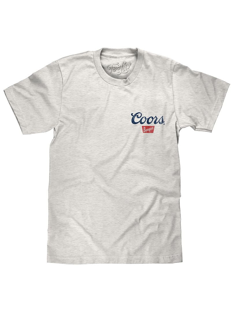 Tee Luv Men's Faded Coors Banquet Beer Front and Back Estd 1873 Logo ...