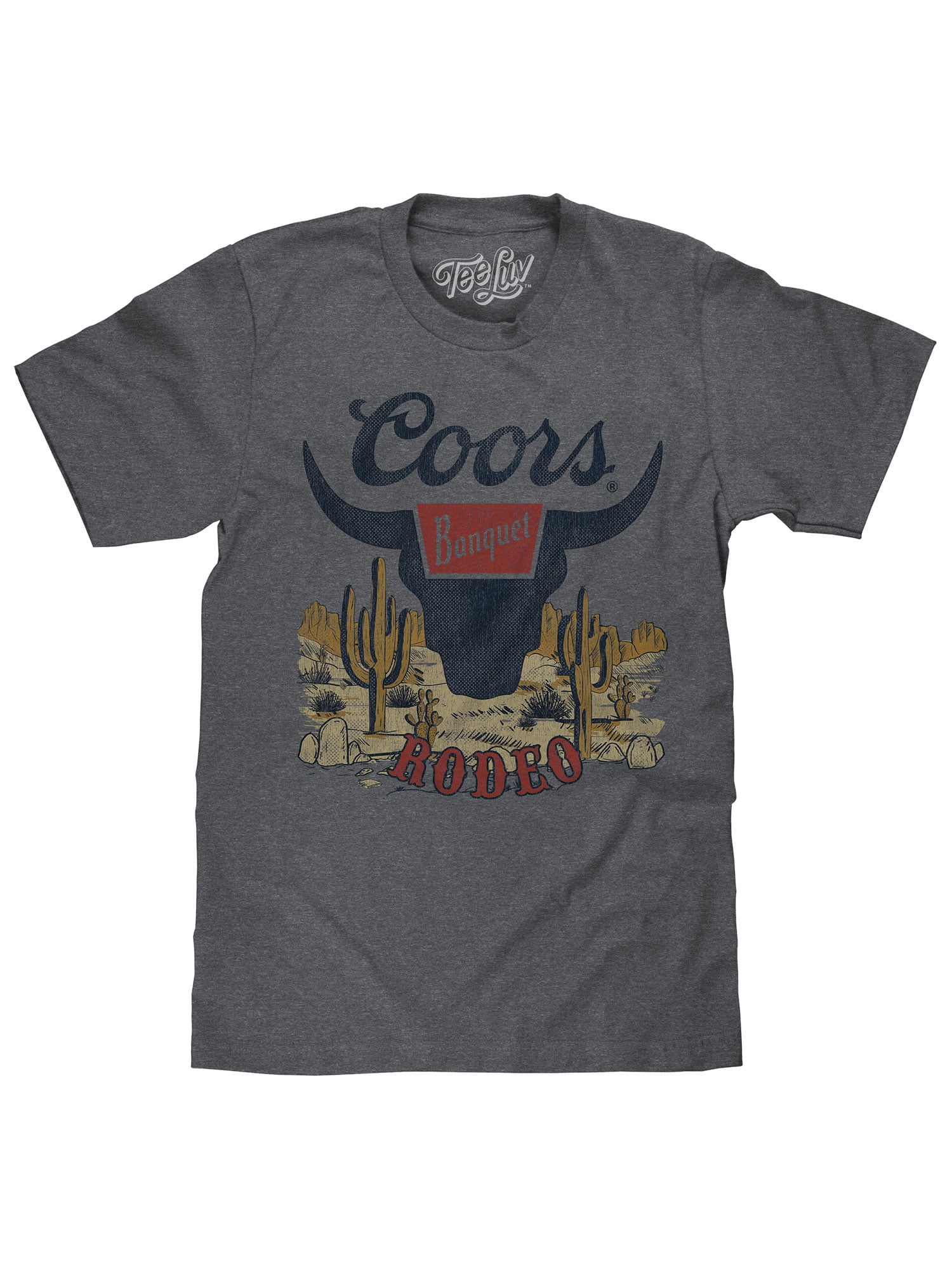 Tee Luv Men's Faded Coors Banquet Rodeo Beer Desert Graphic T-Shirt (L ...