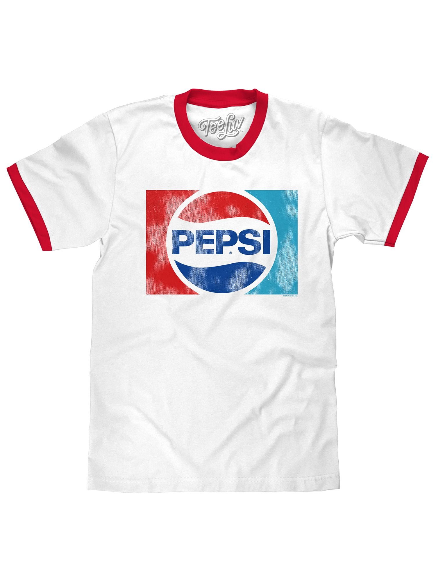 Tee Luv Men's Faded Pepsi 70s Logo White and Red Ringer T-Shirt (M) - Walmart.com