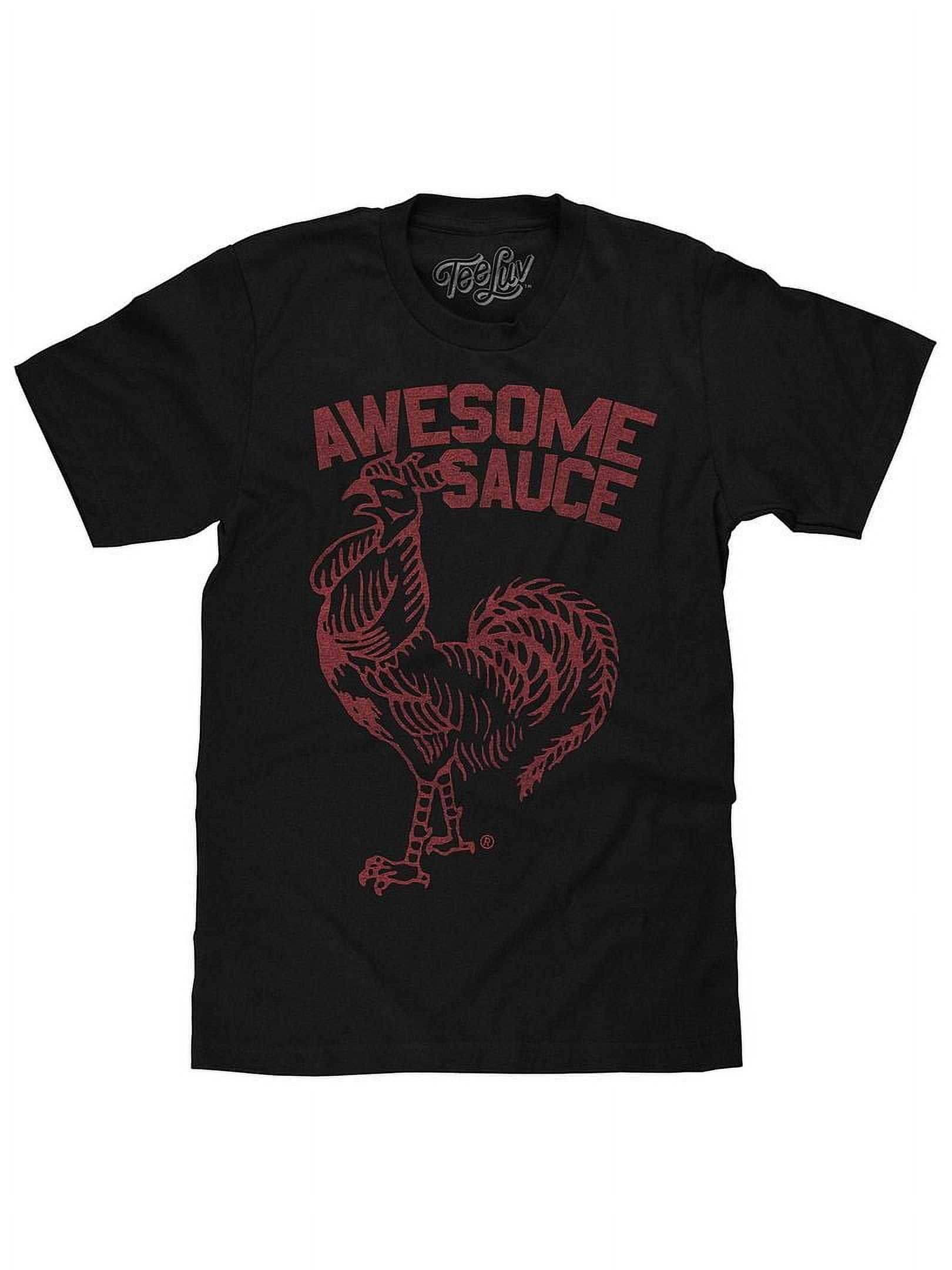 Tee Luv Men's Faded Sriracha Awesome Sauce Rooster Logo Black Short ...