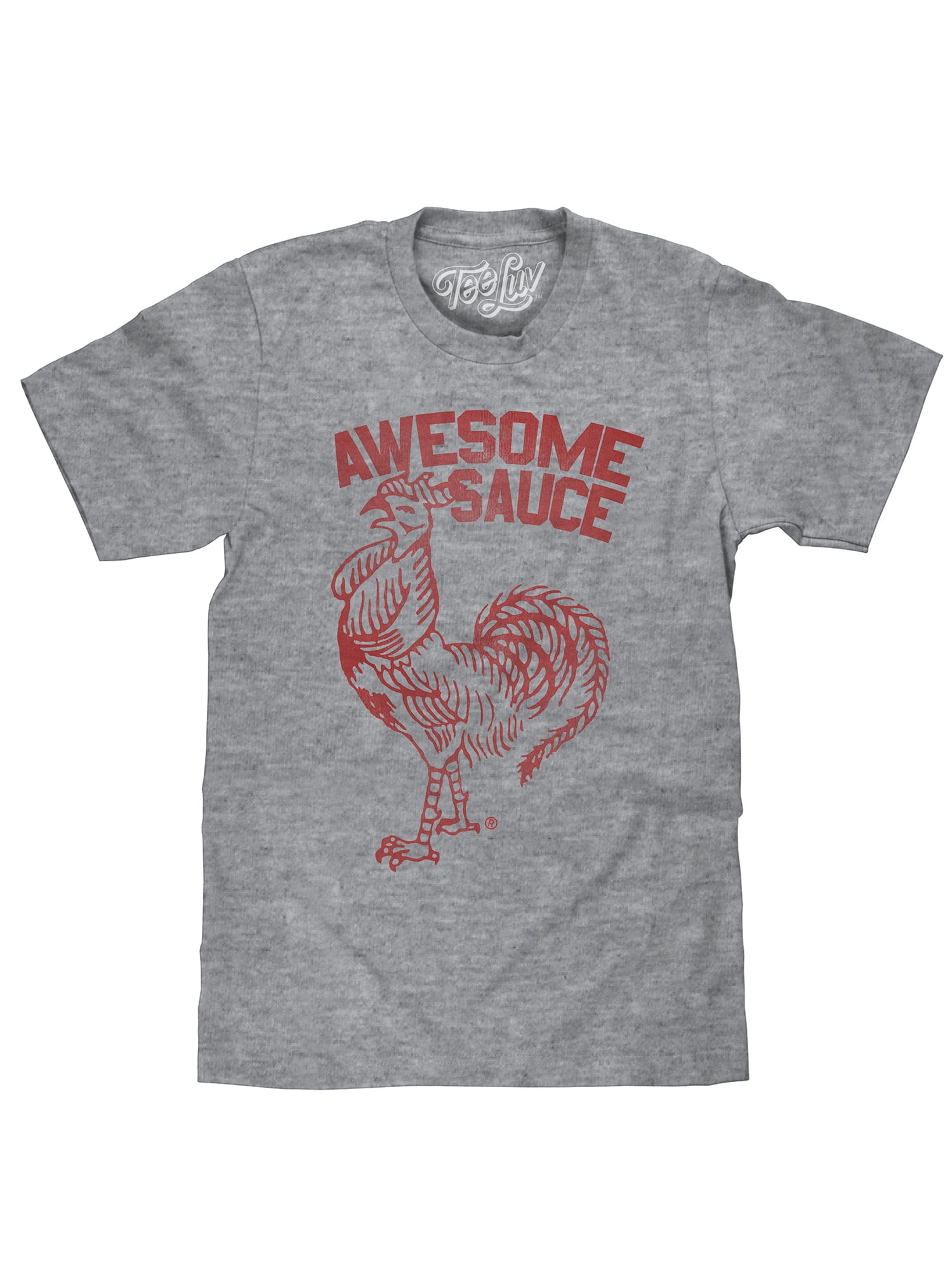 Tee Luv Men's Faded Sriracha Awesome Sauce Rooster Logo Graphite Snow ...