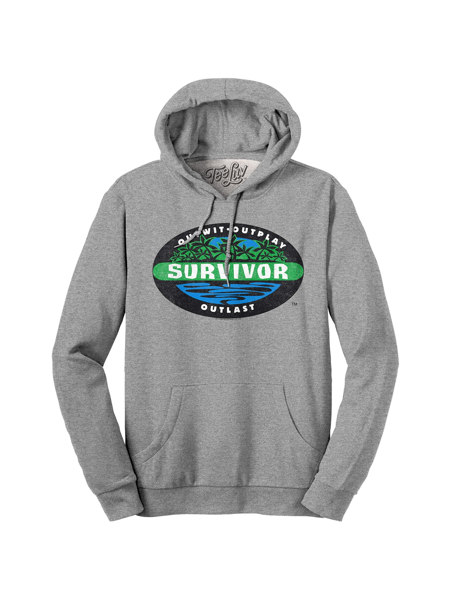 Tee Luv Men's Faded Survivor Outwit Outplay Outlast TV Show Logo Hoodie ...