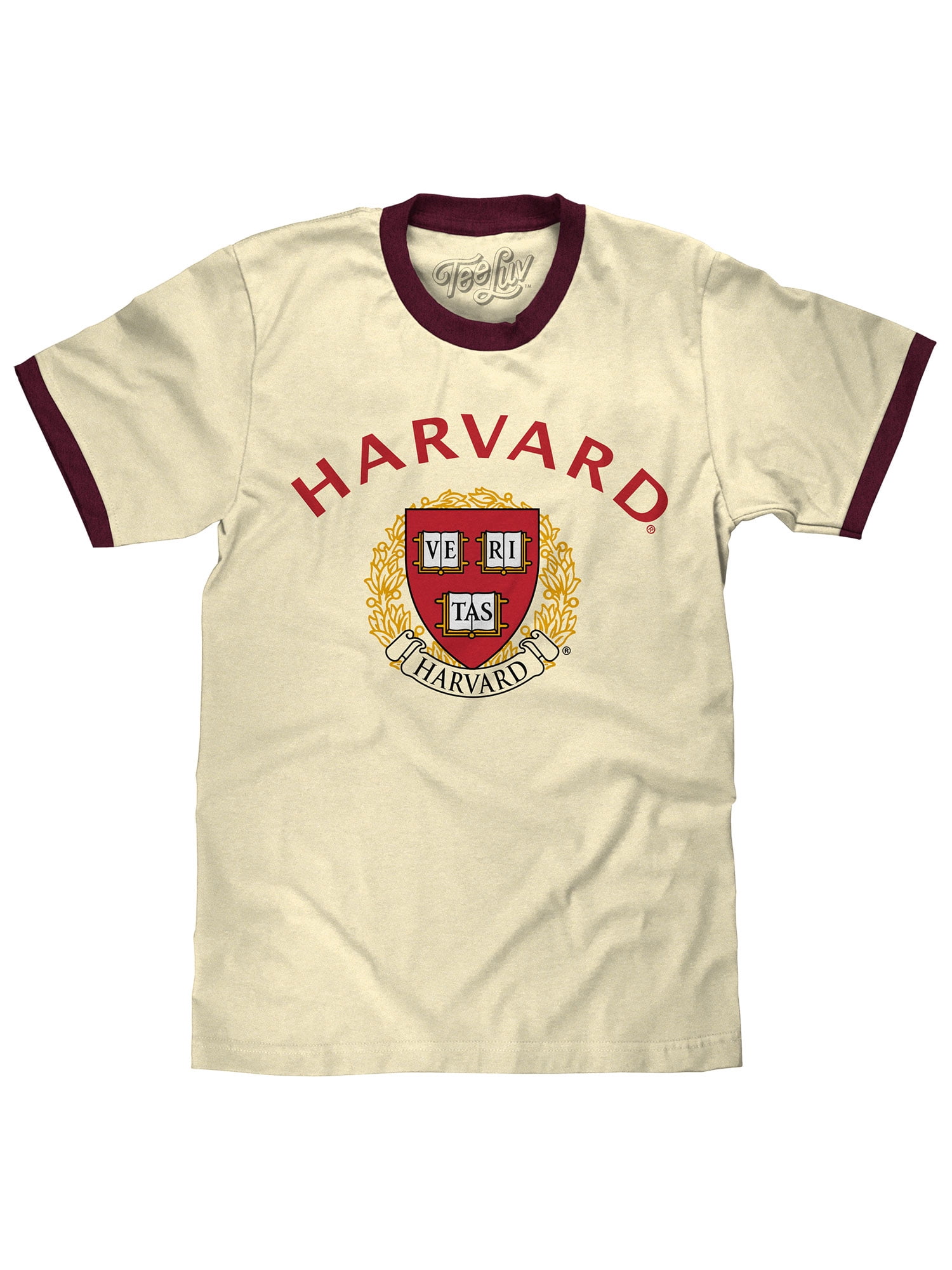 Tee Luv Men's Harvard University Veritas Ringer Shirt (S) - Walmart.com