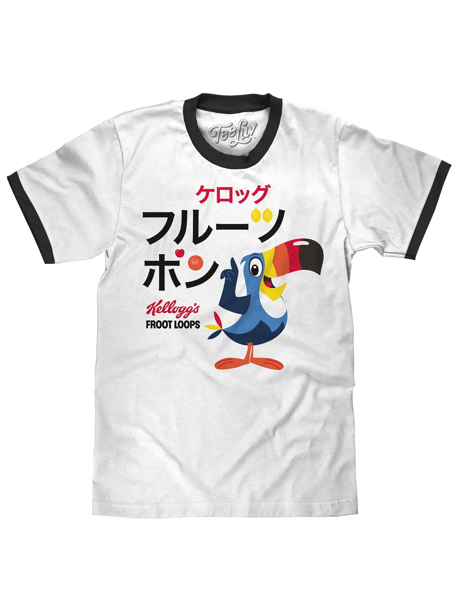 Tee Luv Men's Japanese Froot Loops Cereal Toucan Sam Ringer Tee Shirt ...