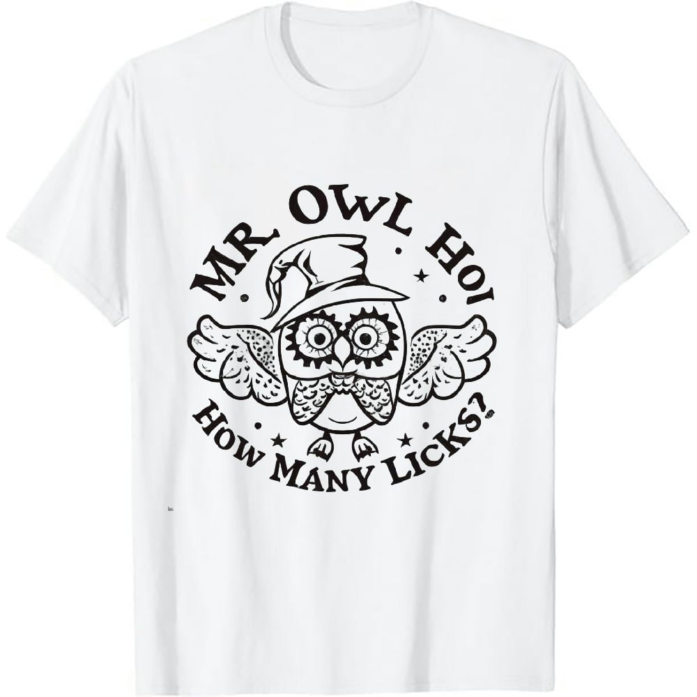 Tee Luv Men's Mr Owl How Many Licks T-Shirt - Tootsie Pop Candy Ringer ...