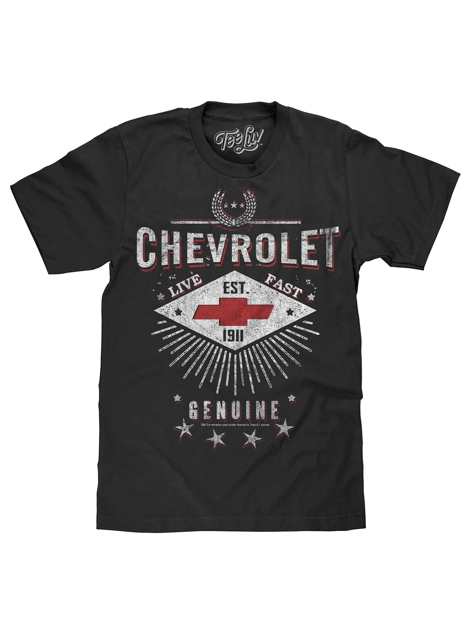 Tee Luv Chevrolet Live Fast Retro Car Logo Shirt (Men's) (XXL ...
