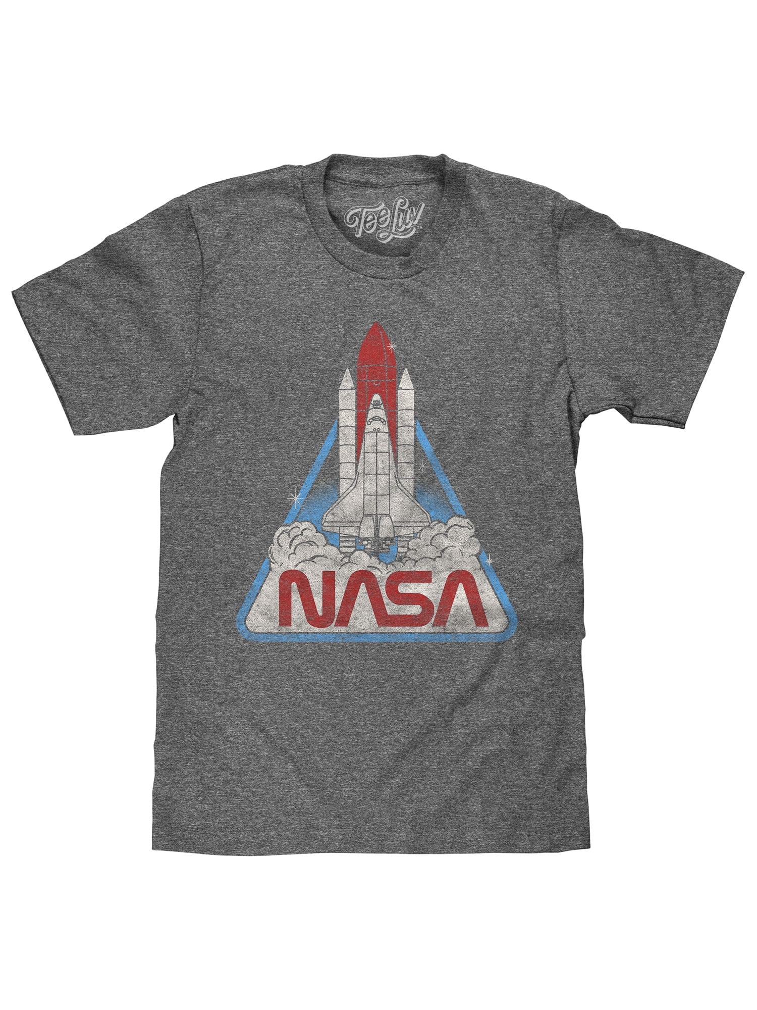 Tee Luv Men's Retro NASA Worm Logo Space Shuttle Graphic T-Shirt (S ...