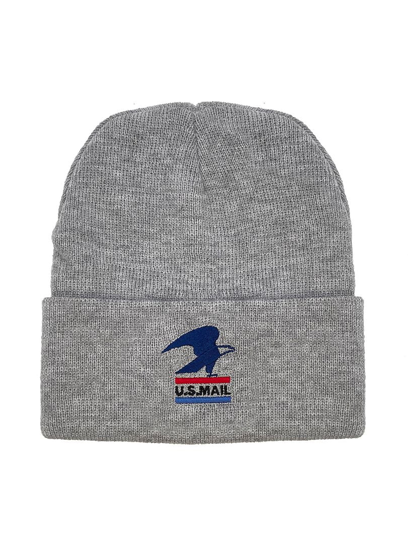 Tee Luv USPS Standing Eagle U.S. Mail Gray Beanie, Soft Acrylic Knit ...