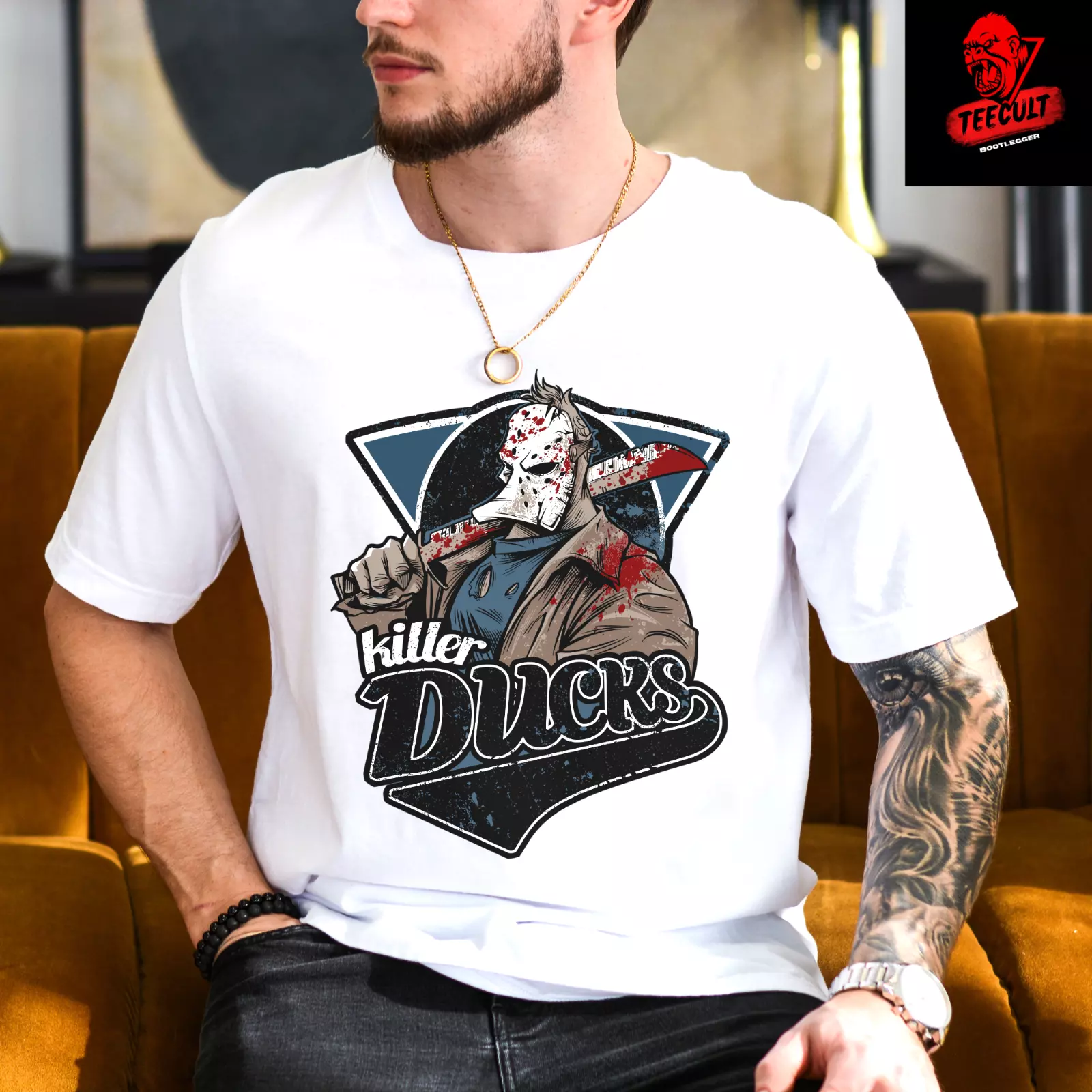 Tee-Oder Brand New - Jason Voorhees as Killer Mighty Ducks Horror Movie Tee Unisex T-Shirt ...