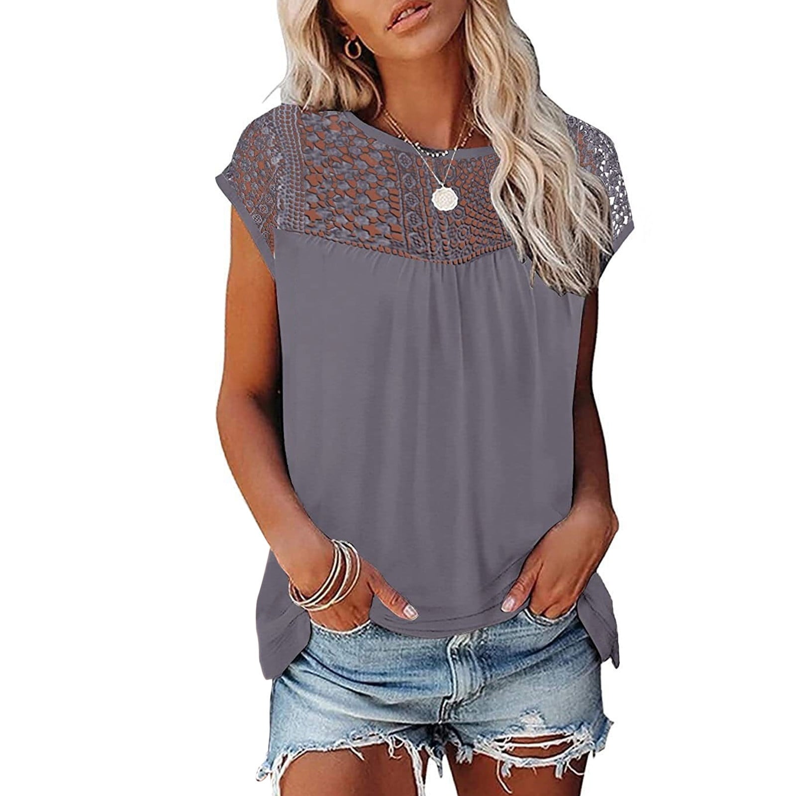 Tee Shirts Womens Short Sleeve Summer Lace Sexy Comfort Basic Womens Tops Fitted Mujer Tshirts