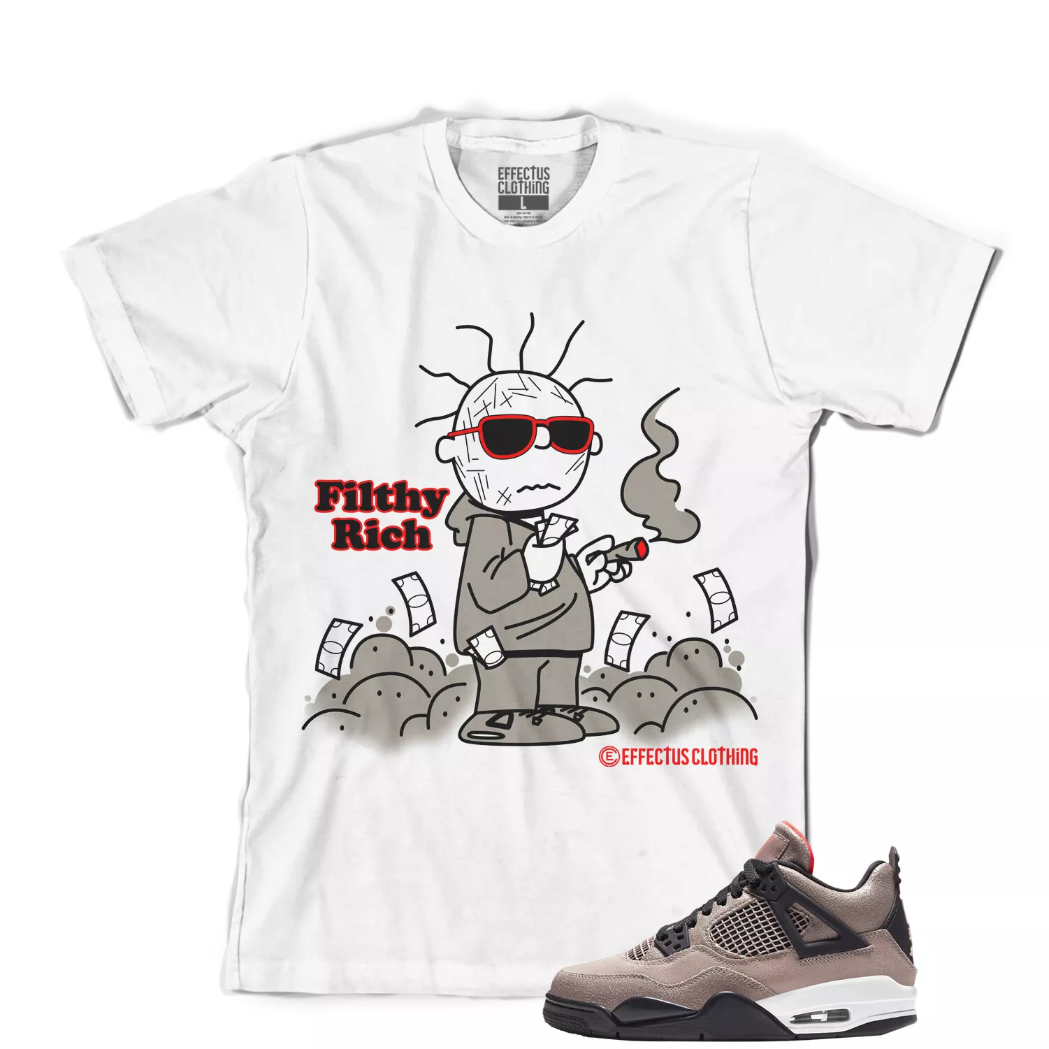 Tee To Match Air Jordan Retro 4 Taupe Haze Sneakers. Filthy Rich Tee ...
