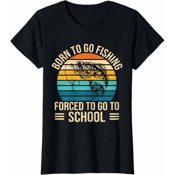 Tee With Born To Go Fishing Forced School Fishing Kids T-Shirt ...