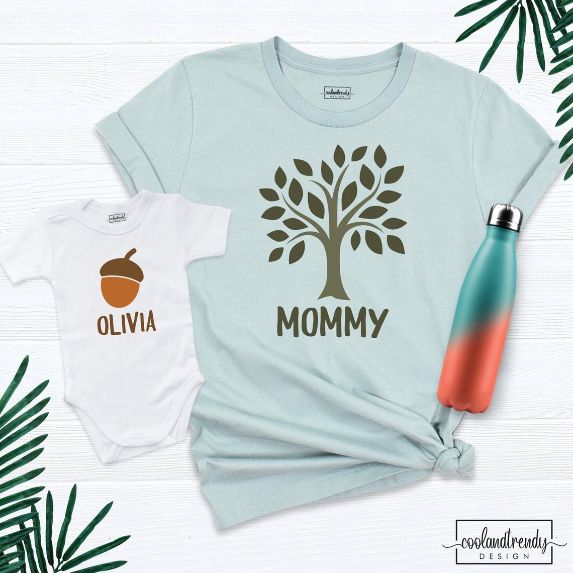 TeeFit Acorn Oak Tree Matching Mommy And Me Shirts, Mom And Baby ...