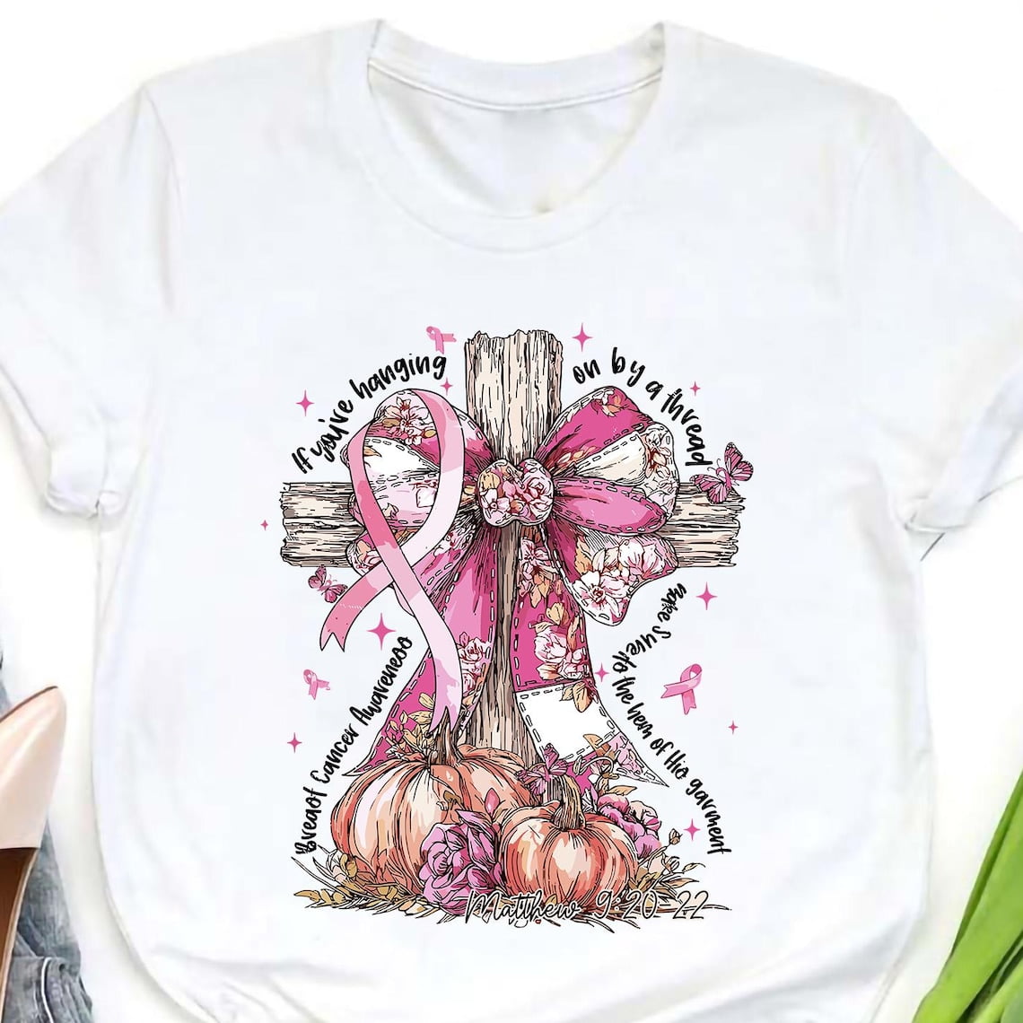 TeeFit Bible Verse Cancer Awareness Tee, Christian Breast Cancer Shirt ...