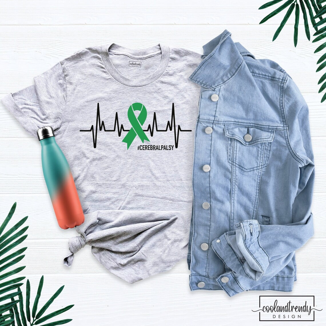 TeeFit Cerebral Palsy Heartbeat Shirt, Cerebral Palsy Awareness, Green ...
