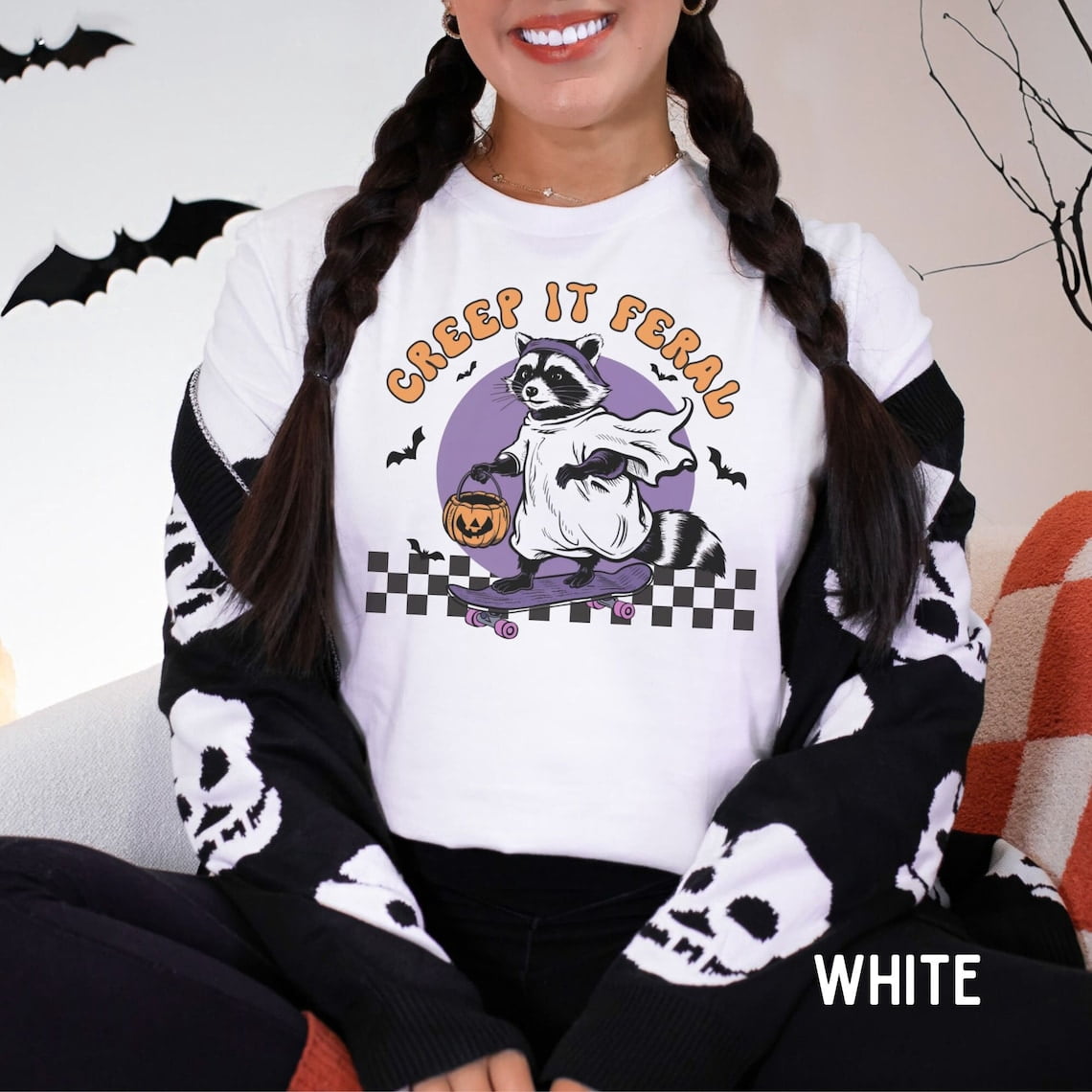 TeeFit Creep It Feral Winter Holiday T-Shirt, Cute Skater Shirt, Spooky ...