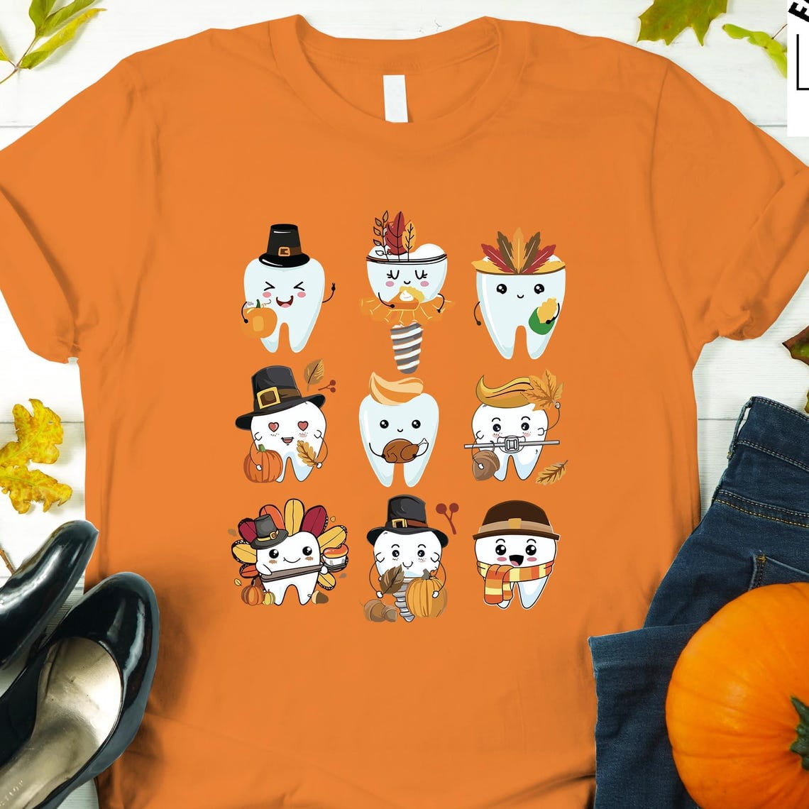 TeeFit Dental Thanksgiving Shirt, Fall Dentist Hygienist Gifts ...