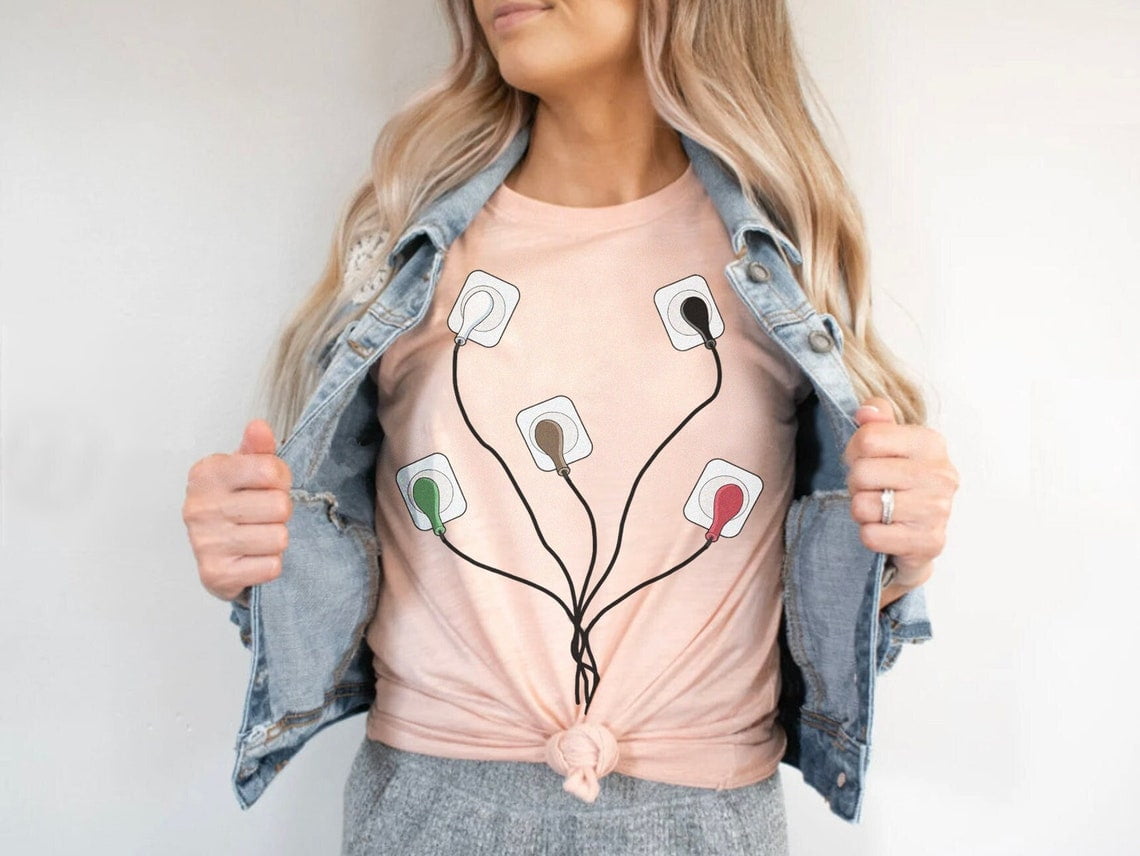 TeeFit Ekg Leads Cheat Sheet T-Shirt - Nursing Ecg Shirt - Icu Nurse ...