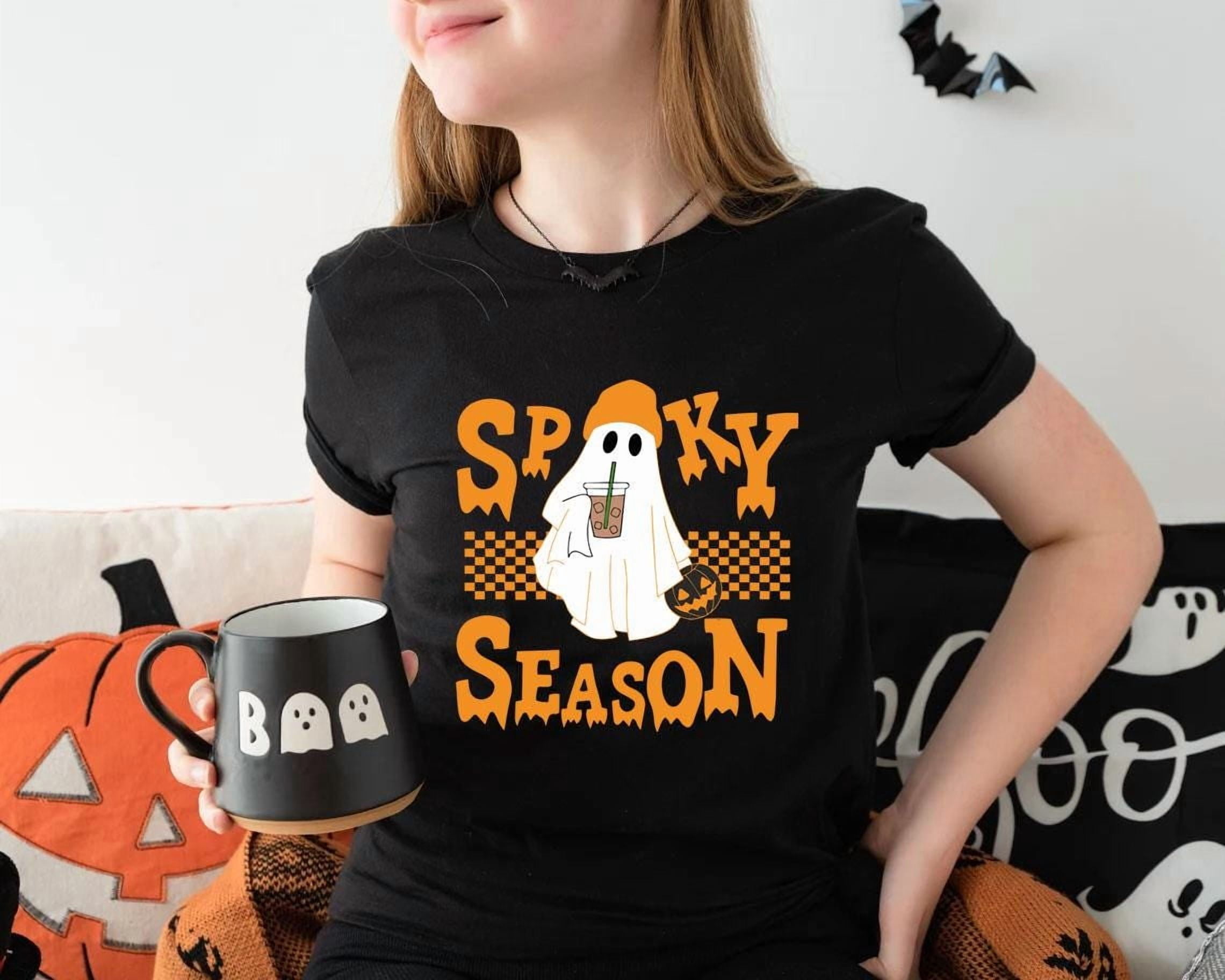 TeeFit Ghost with Iced Coffee Shirt, Cute Winter Holiday Ghost Gift for ...