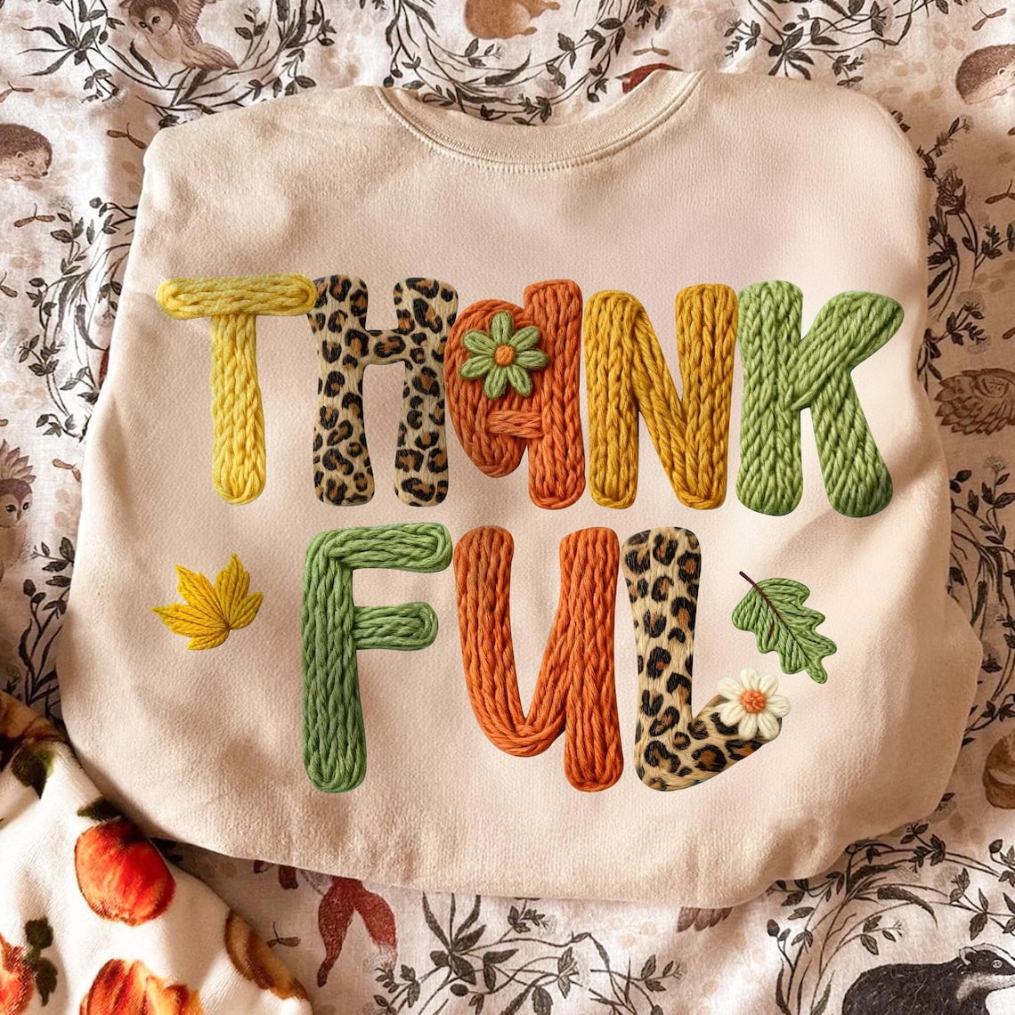 TeeFit Leopard Fall Thankful Coquette Latch Hook Yarn Crochet , Give ...