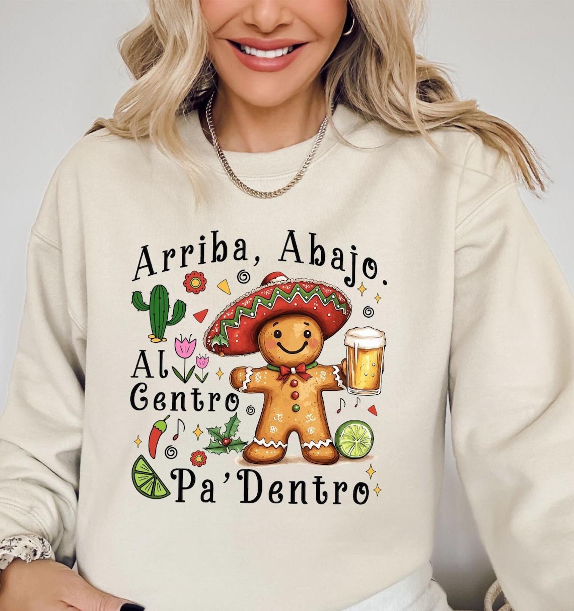 TeeFit Mexican Winter Holiday Sweatshirt, Mexican Gingerbread Man ...