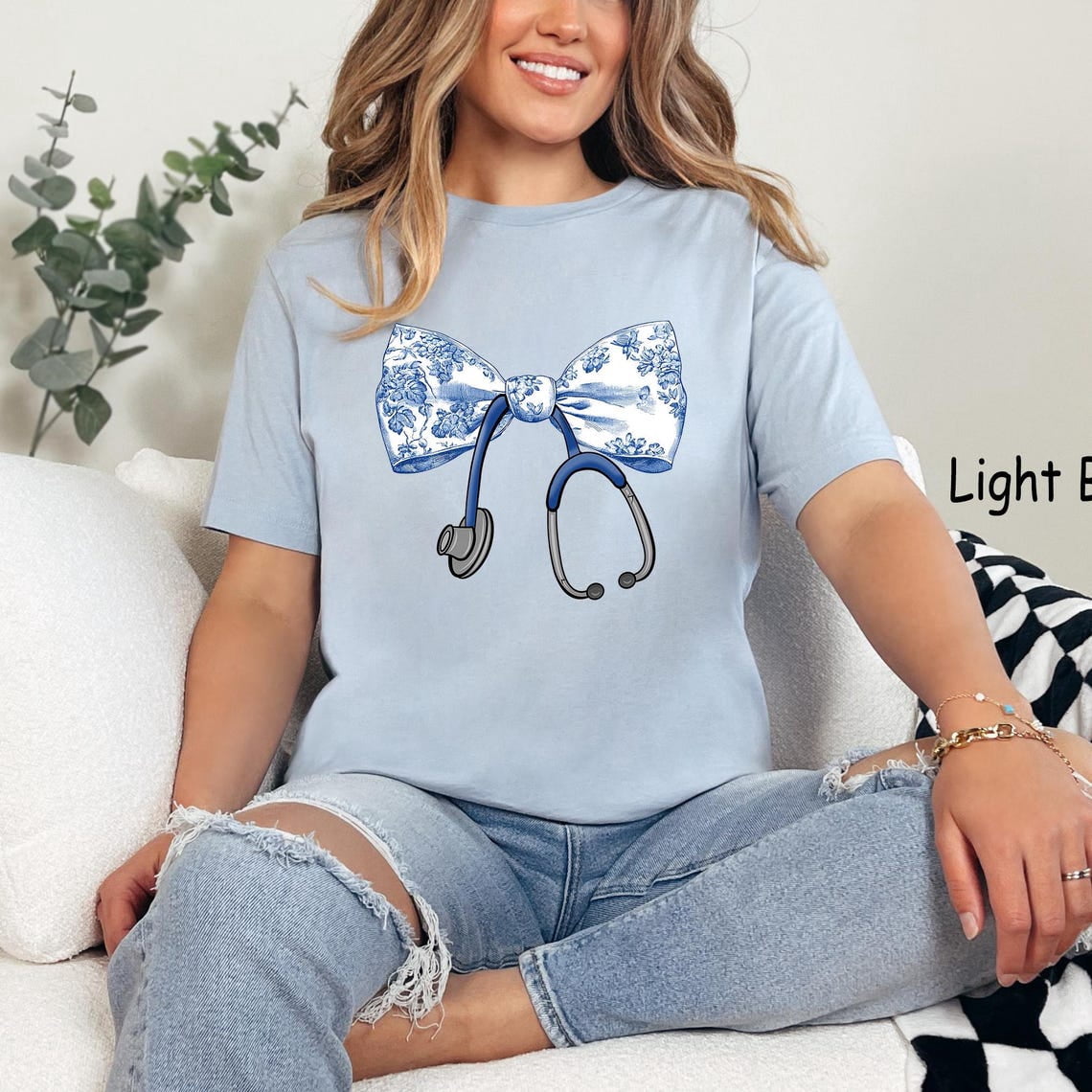 TeeFit Nurse With Bow Sweatshirt, Stethoscope Sweatshirt, Cute Nurse ...