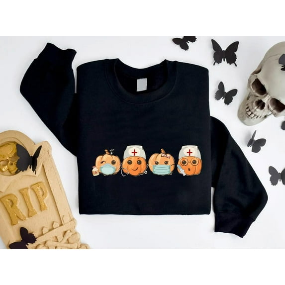 TeeFit Nursing Winter Holiday Shirt, Cute Pumpkins Nurse Sweatshirt ...