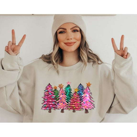 TeeFit Pink Tree Winter Holiday Sweater, Winter Holiday Sweater, Winter ...