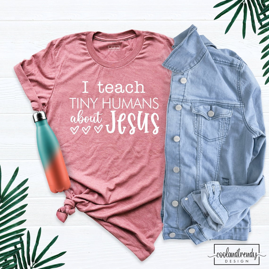 TeeFit Teacher Christian Shirt, I Teach Tiny Humans About Jesus Shirt ...