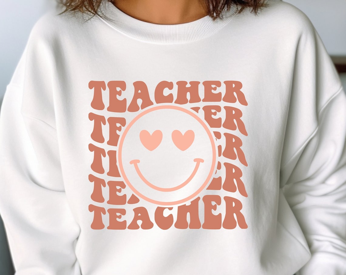 TeeFit Teacher Smiley Face T Shirt, Retro Teacher Shirt, Retro Smiley ...